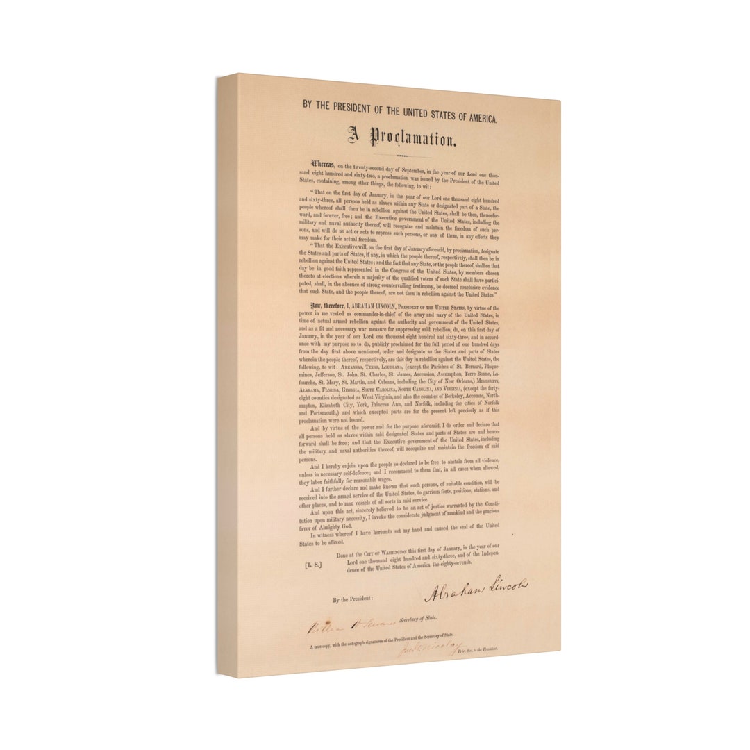 Emancipation Proclamation (1863) Canvas Stretched, 1.5'' American ...