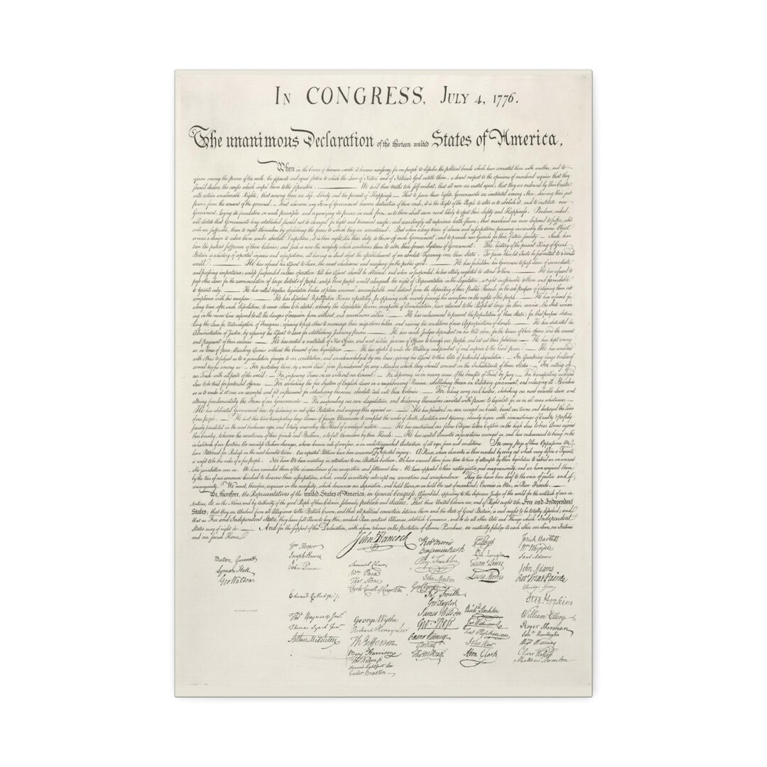 US Declaration of Independence Canvas Stretched, 1.5'' USA Historical ...