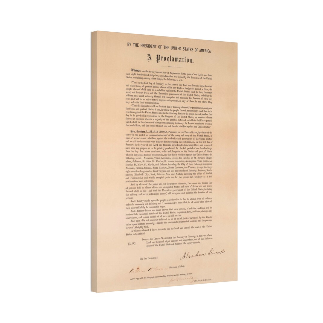 Emancipation Proclamation (1863) Canvas Stretched, 1.5'' American ...