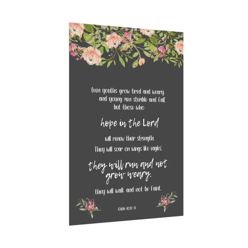 Isaiah 40:30-31 Hope in the Lord Text Rolled Poster Bible Verse ...