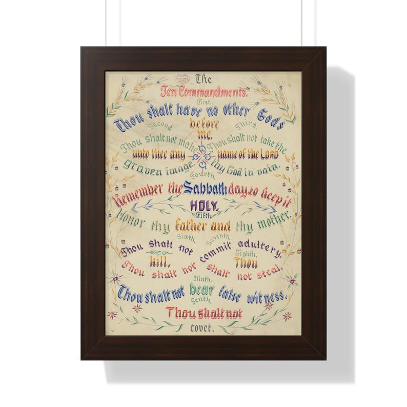 The Ten Commandments Poster Framed Vertical Poster 11x14 16x20 Old ...