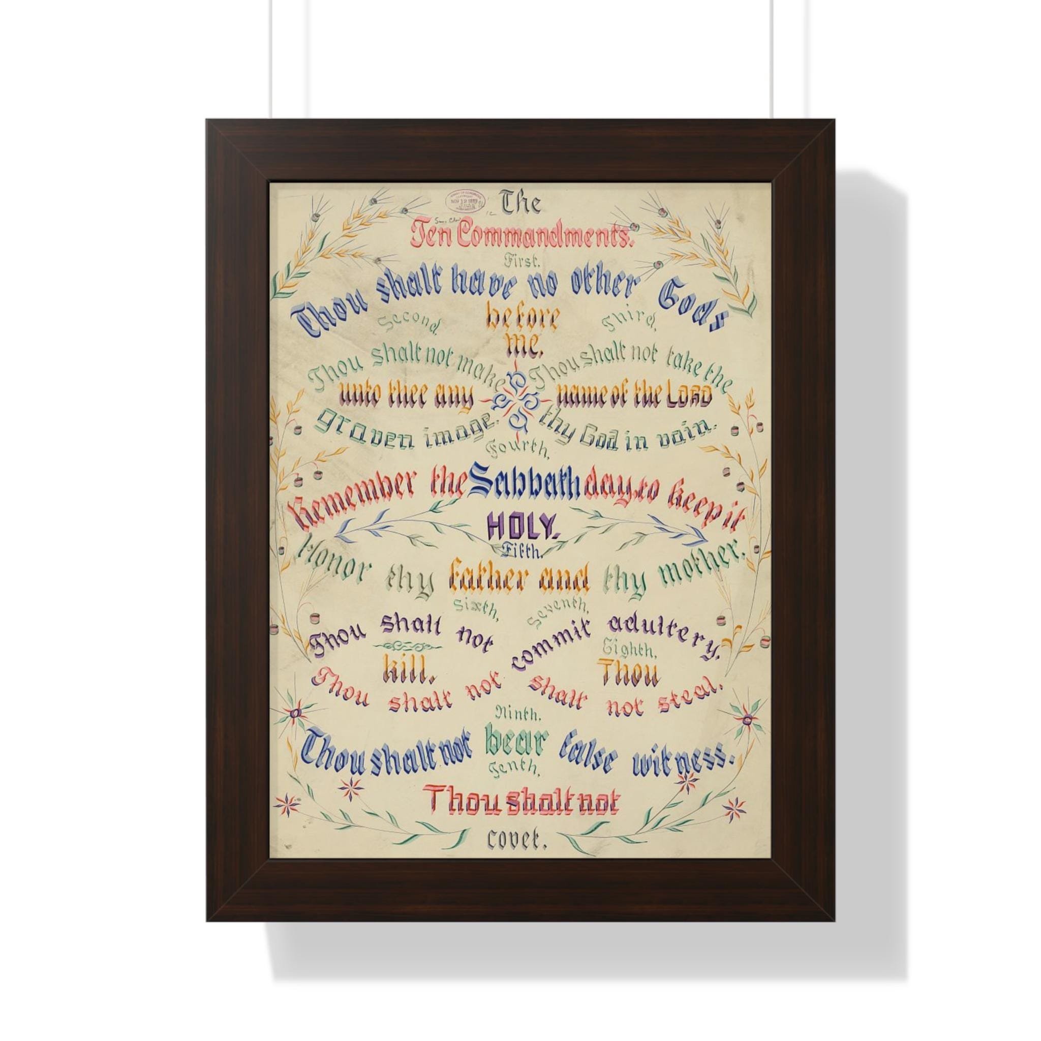 The Ten Commandments Poster Framed Vertical Poster 11x14 16x20 Old ...