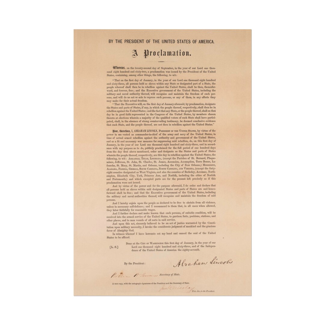 Emancipation Proclamation (1863) Rolled Poster American History 24"x36 ...