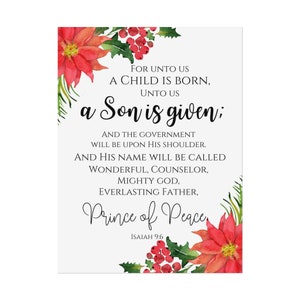 Isaiah 9:6 A Son is Given Rolled Poster Bible Verse Scripture Jesus ...