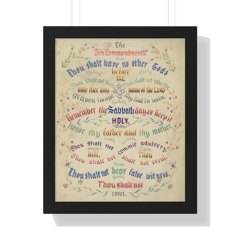 The Ten Commandments Poster Framed Vertical Poster 11x14 16x20 Old ...