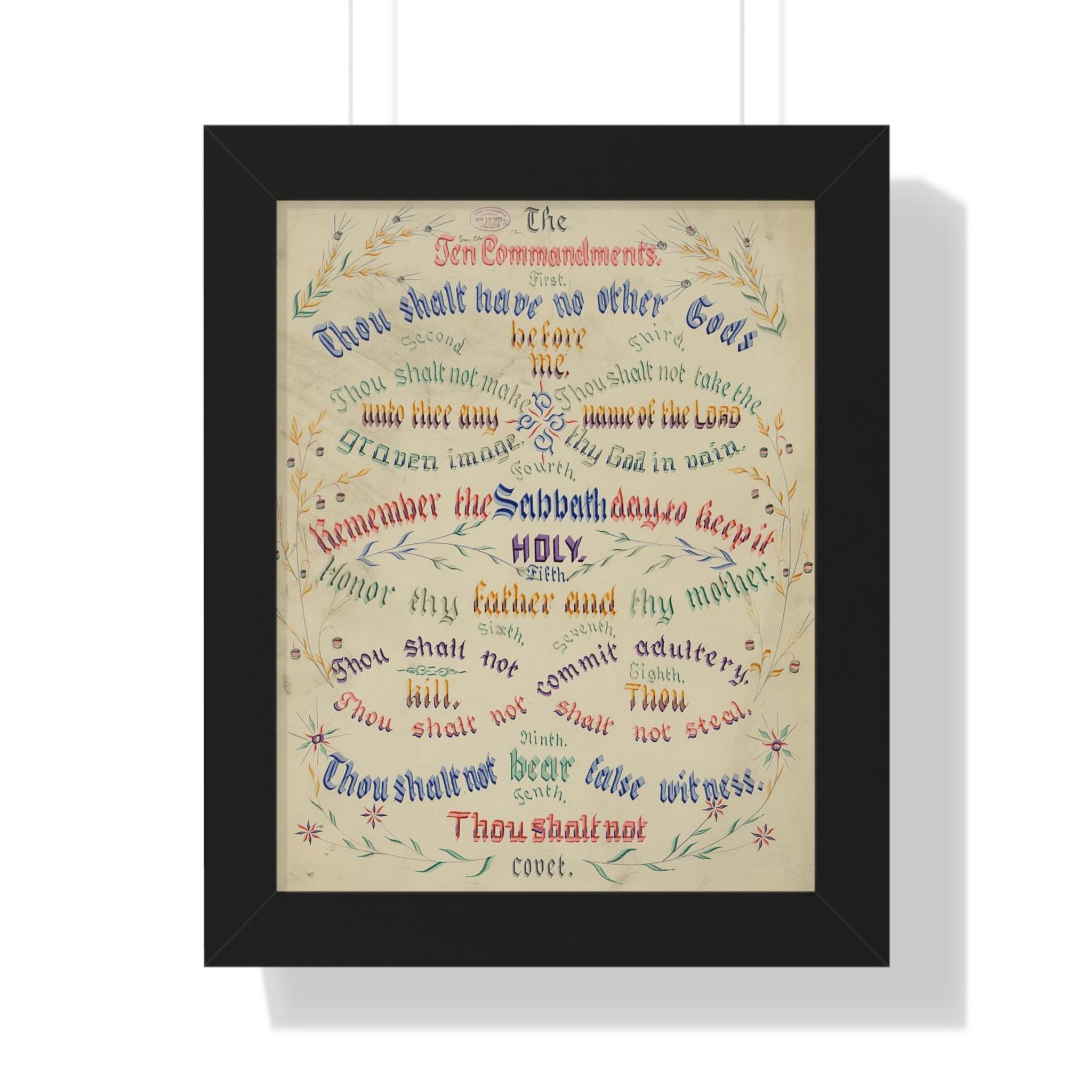 The Ten Commandments Poster Framed Vertical Poster 11x14 - 16x20 Old ...