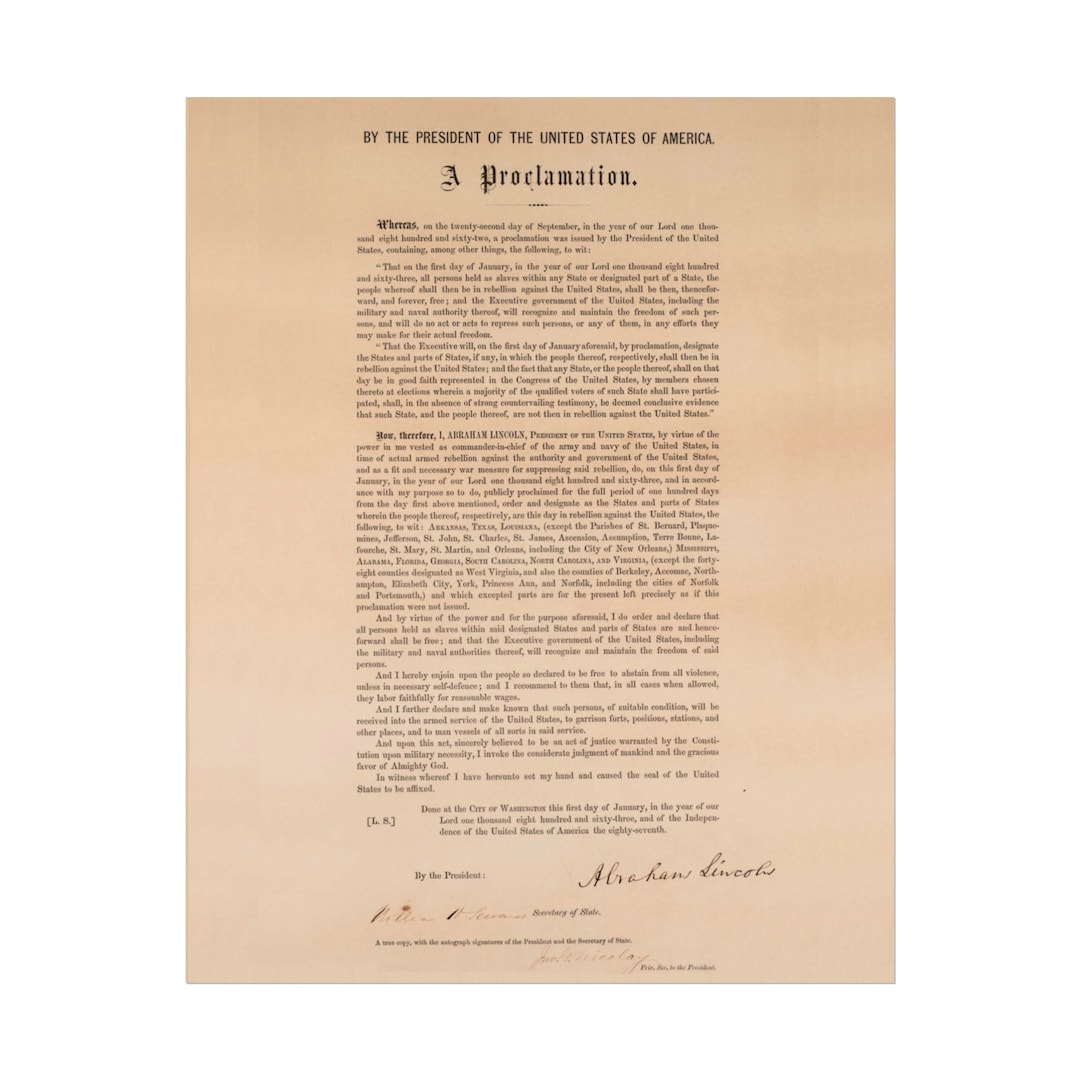 Emancipation Proclamation (1863) Rolled Poster American History 8"x10 ...