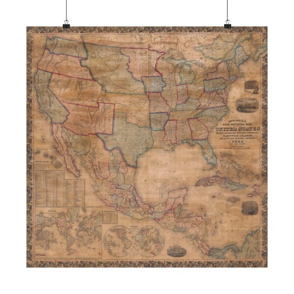 Vintage Usa Map - Etsy