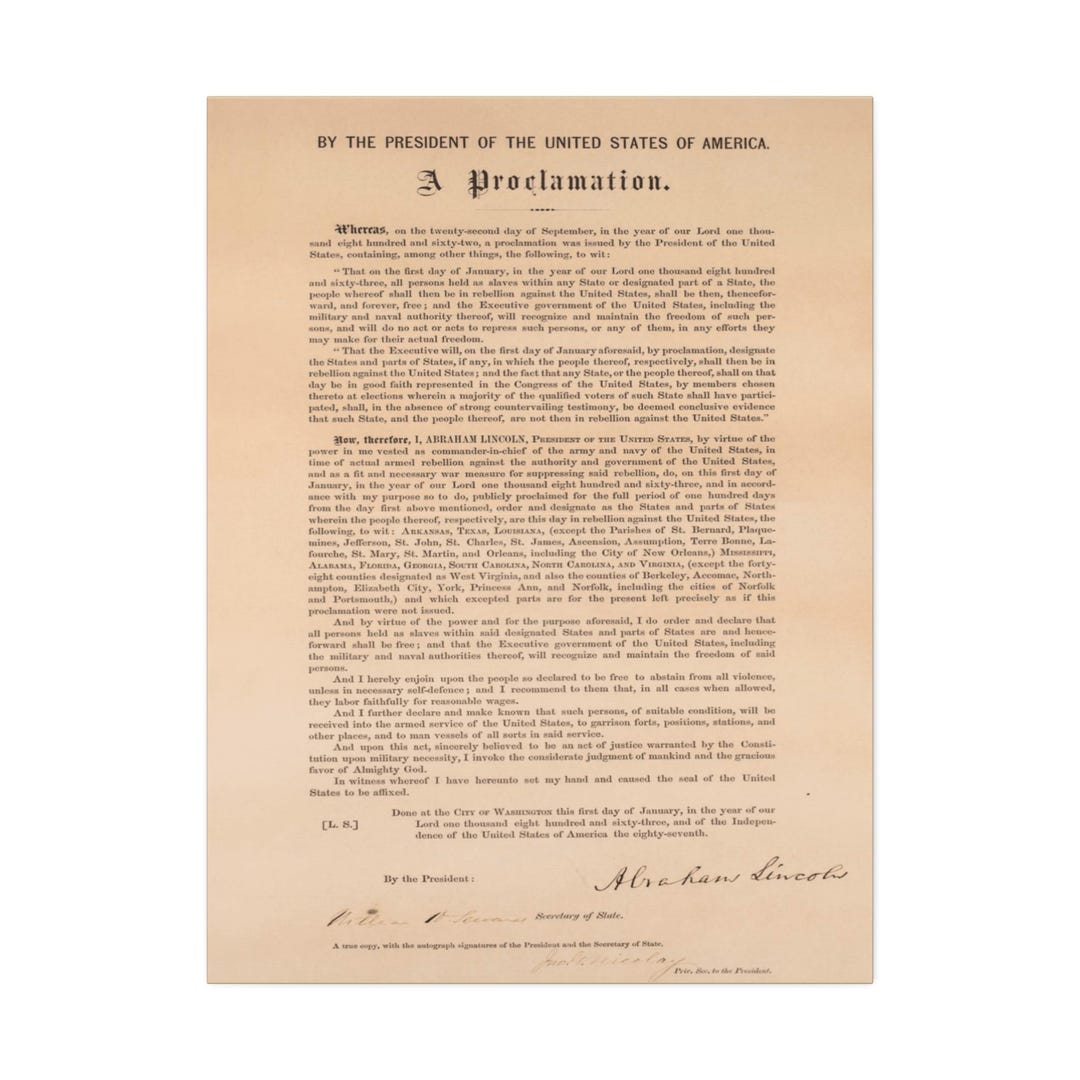 Emancipation Proclamation (1863) Canvas Stretched, 1.5'' American ...