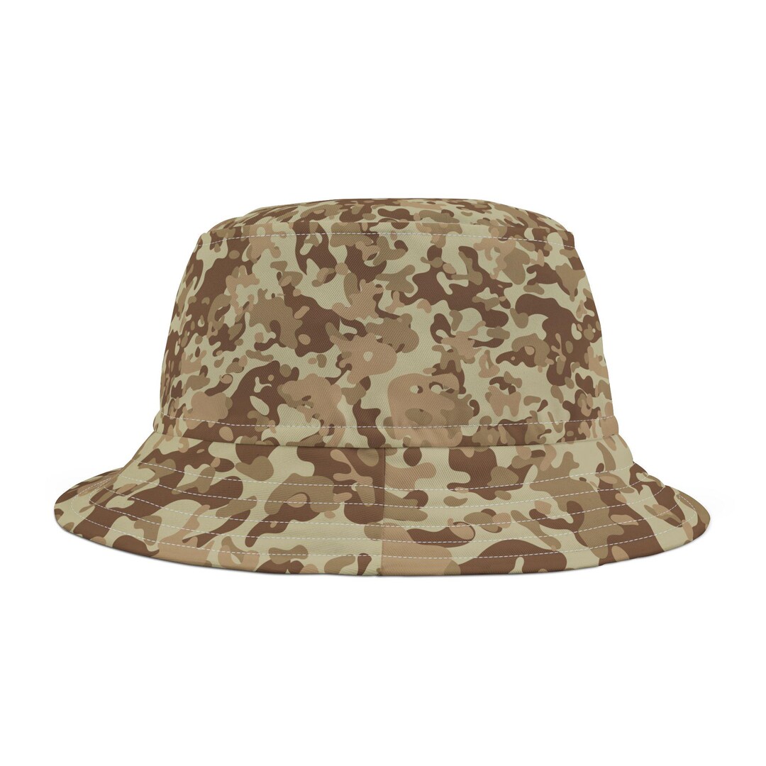 Flat Dark Earth Camo Print Bucket Hat, Unisex, Trendy Hat, Unique ...