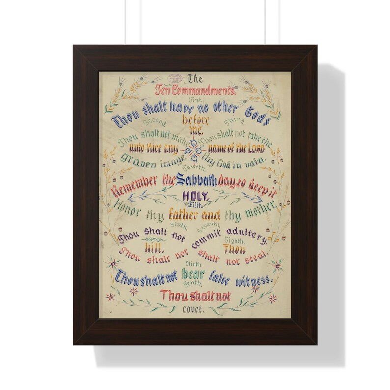 The Ten Commandments Poster Framed Vertical Poster 11x14 16x20 Old ...