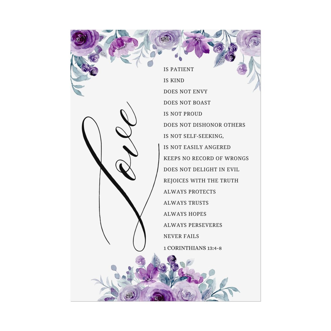 Corinthians 13:4-8 Love is Rolled Poster Bible Verse Scripture Jesus ...