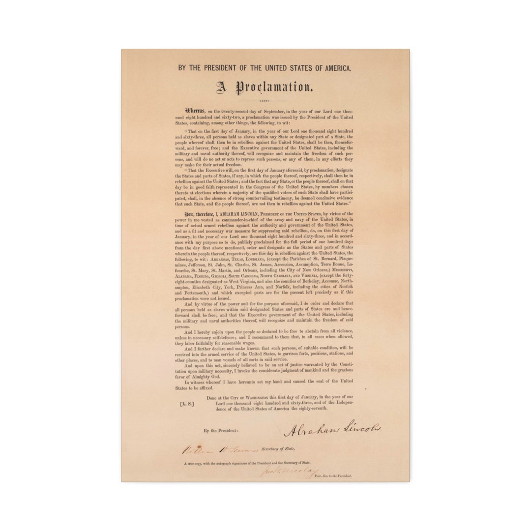 Emancipation Proclamation 1863 Canvas Stretched, 1.5'' American History ...