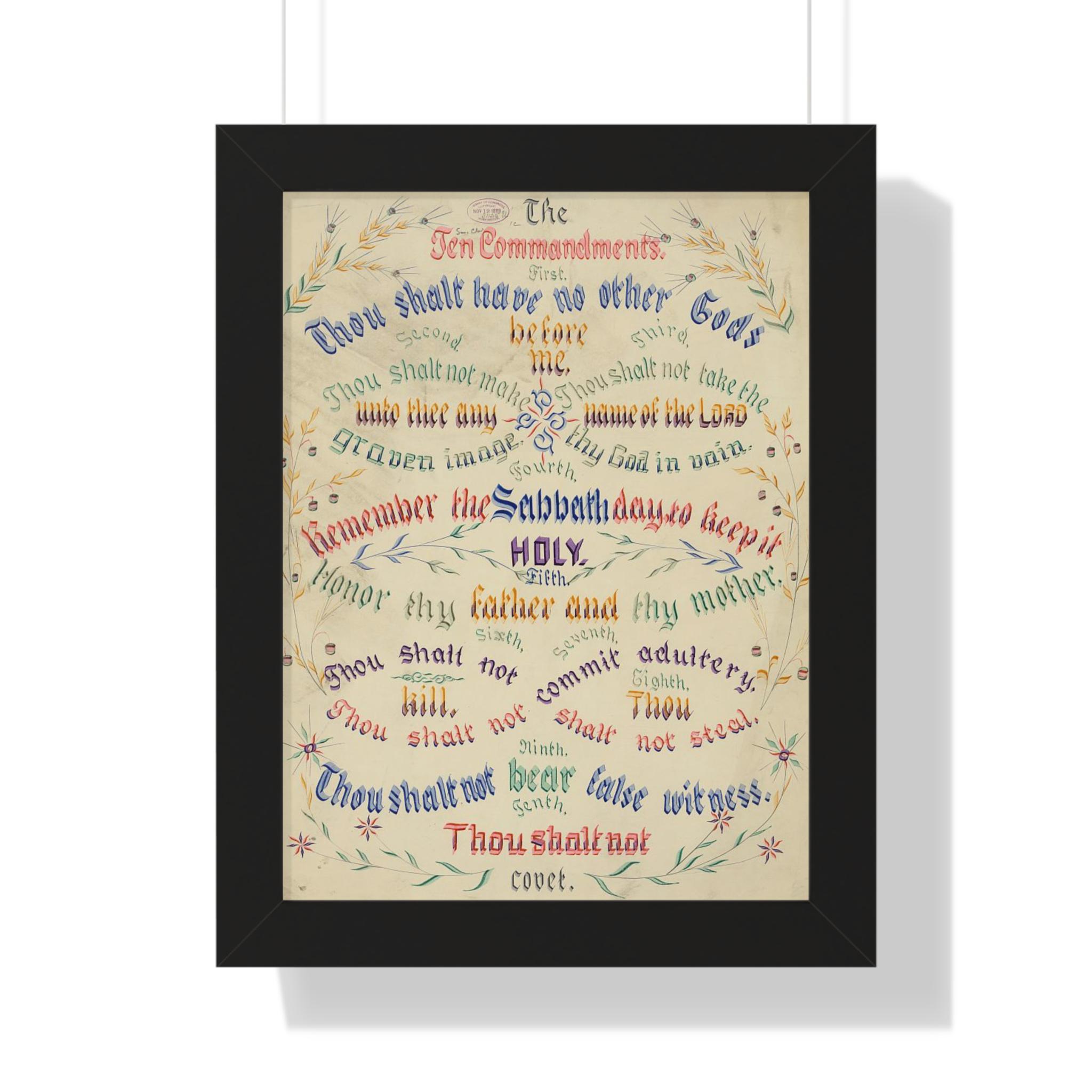 The Ten Commandments Poster Framed Vertical Poster 11x14 16x20 Old ...