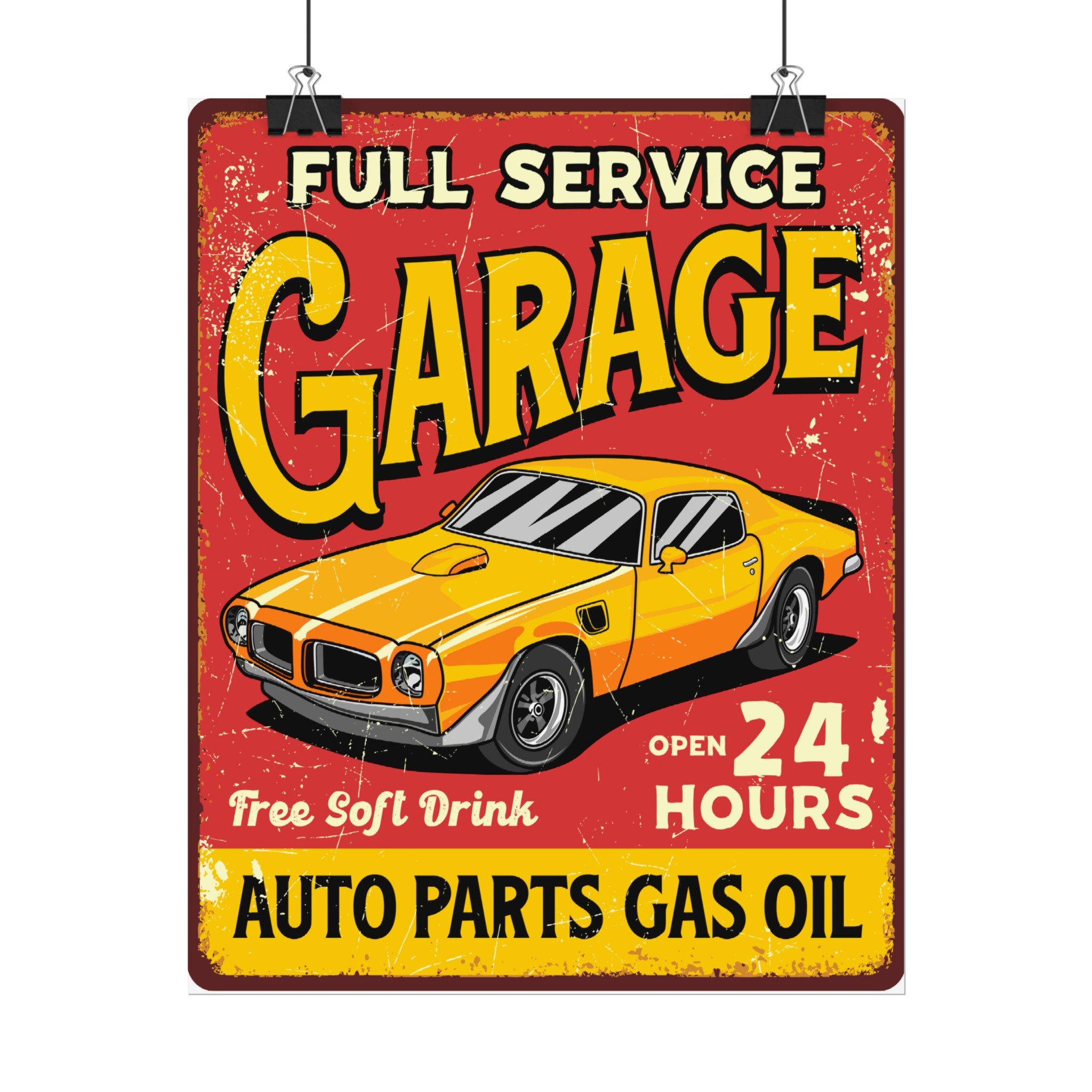 Full Service Garage: Vintage Car Sign Rolled Poster Vintage 1950s Style ...