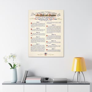 US Bill of Rights Canvas Stretched, 1.5'' USA Historical Document 30x40 Americana Constitution ...
