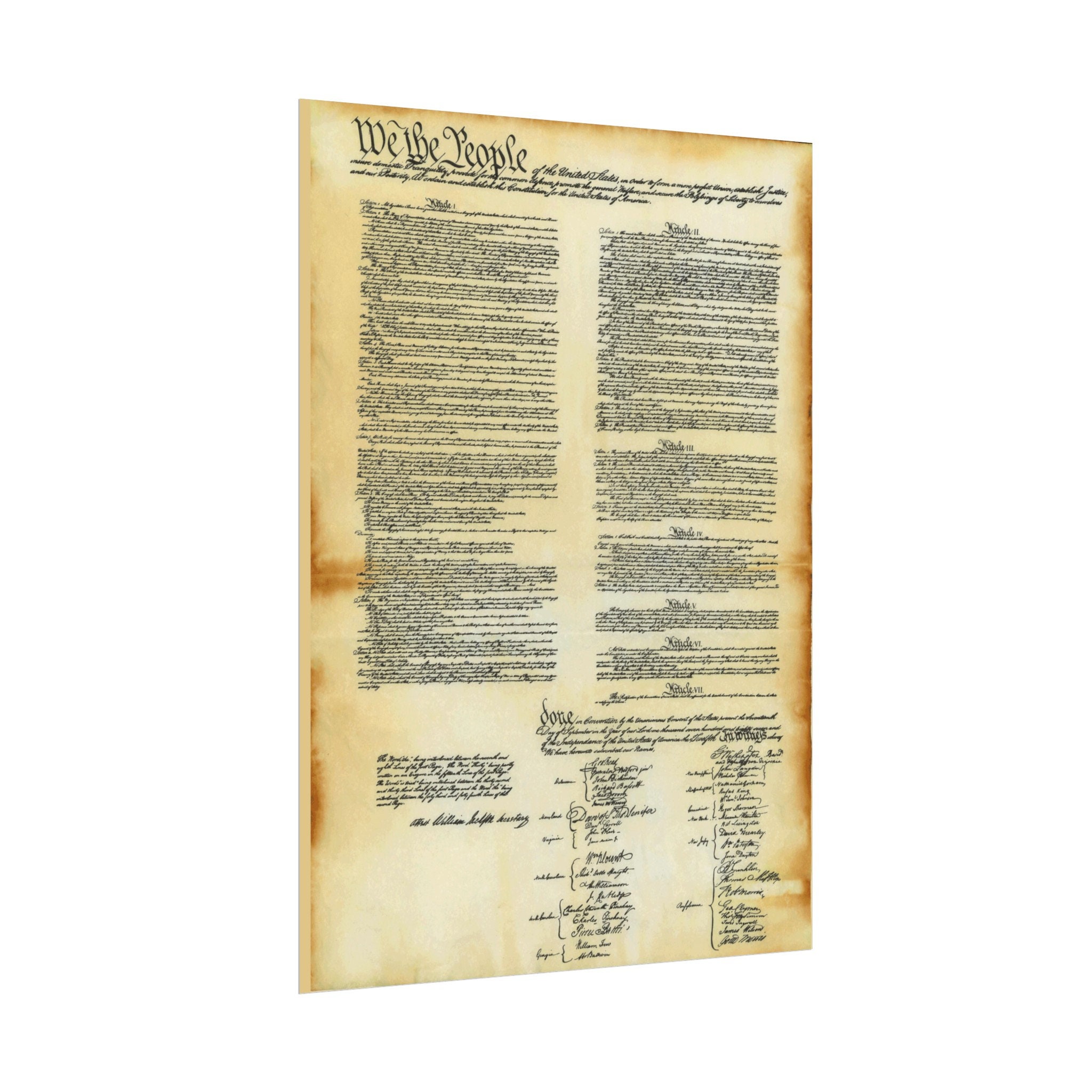 US Constitution Poster USA Historical Document 5x7 1776 1787 Americana ...