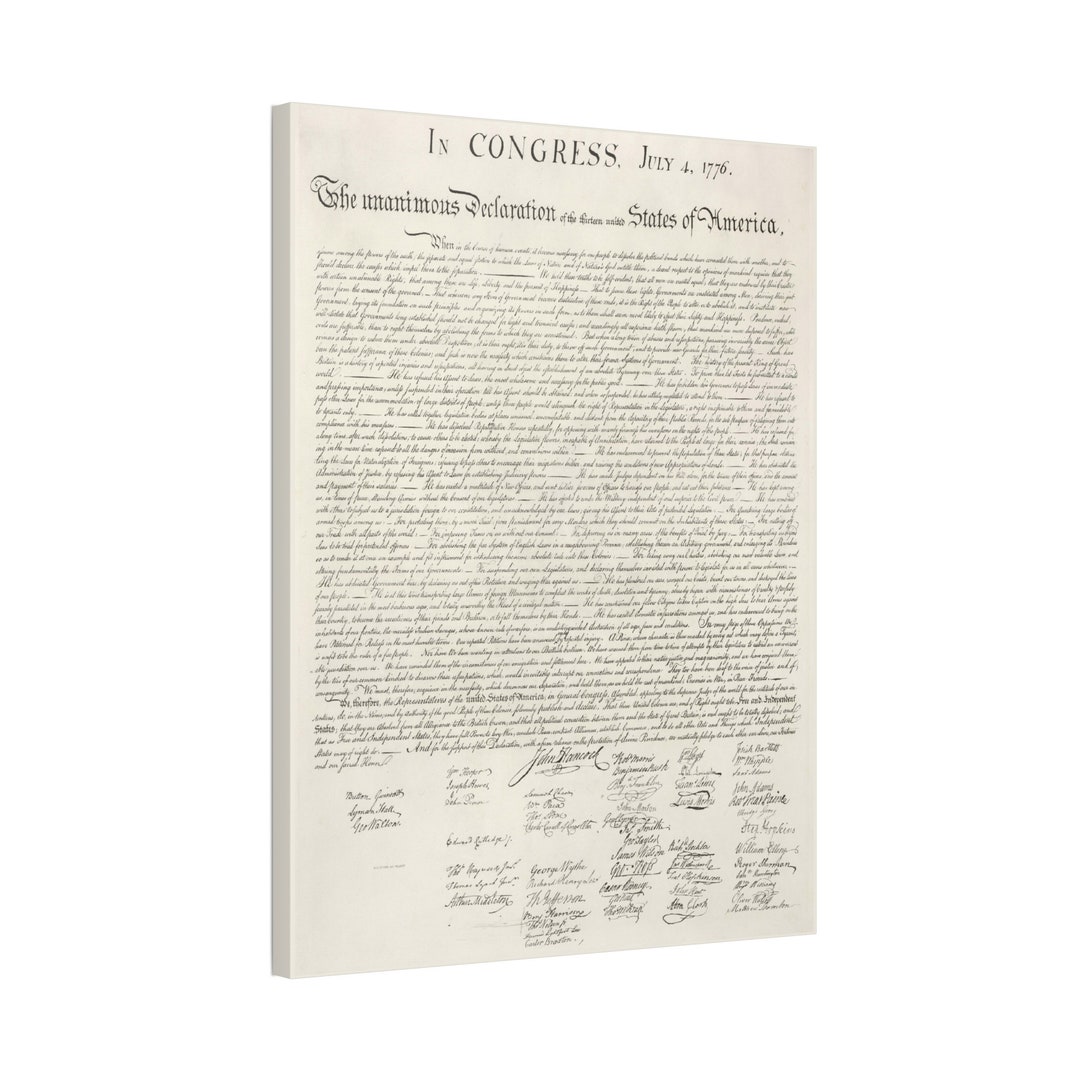 US Declaration of Independence Canvas Stretched, 1.5'' USA Historical ...