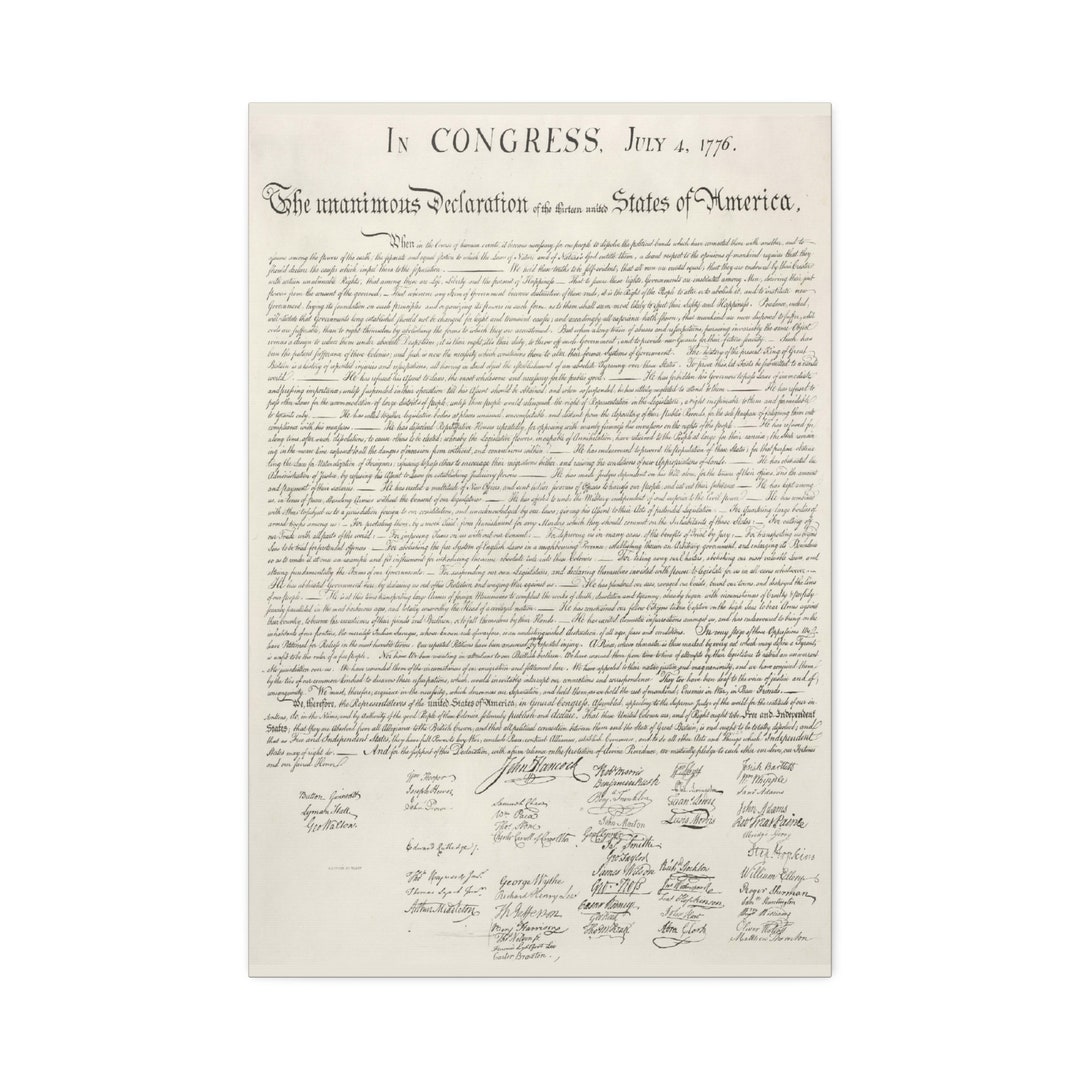 US Declaration of Independence Canvas Stretched, 1.5'' USA Historical ...