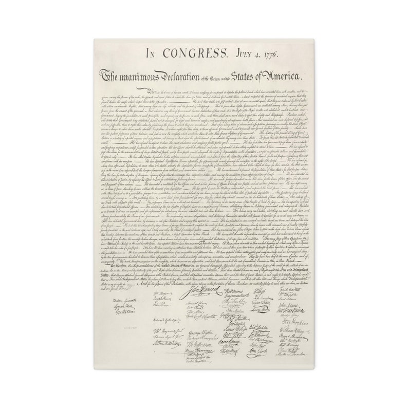 US Declaration of Independence Canvas Stretched, 1.5'' USA Historical ...