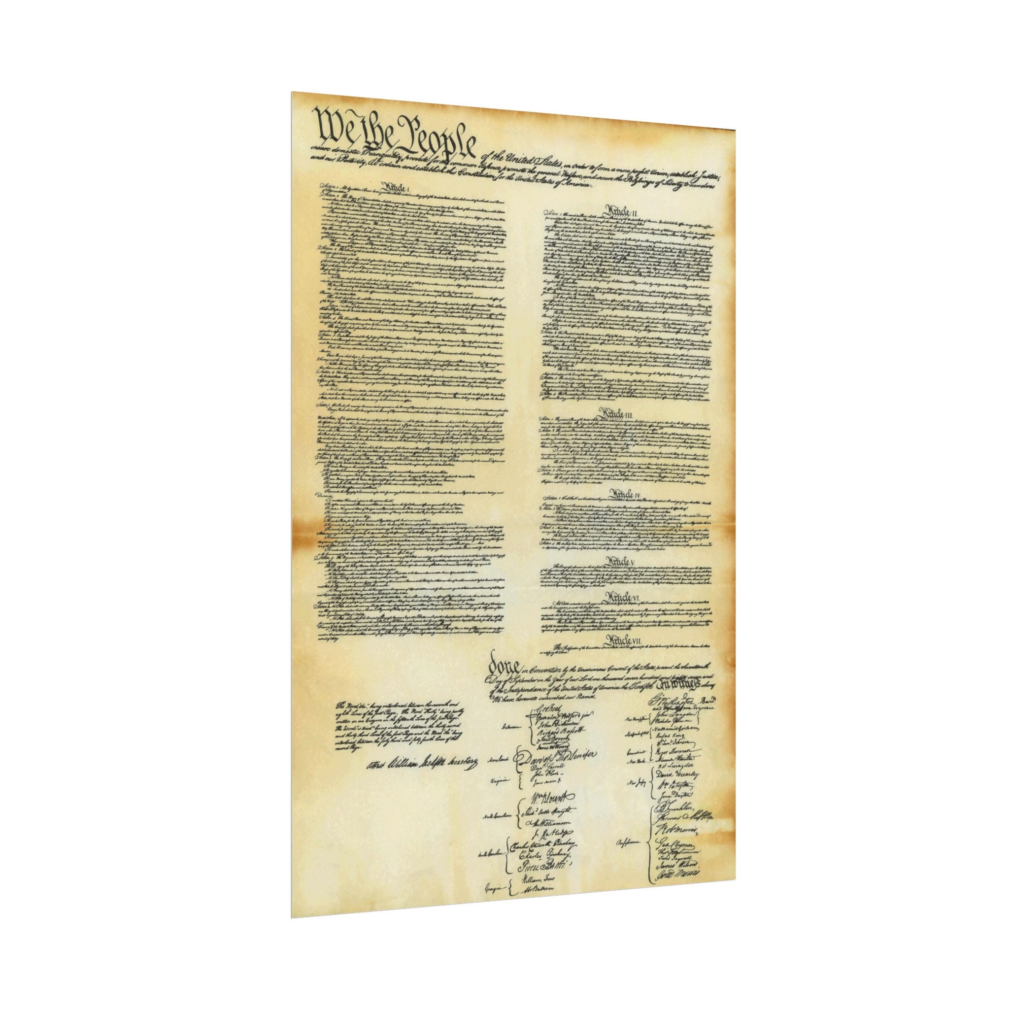 US Constitution Poster USA Historical Document 12"x18" - 24"x26" 1776 ...