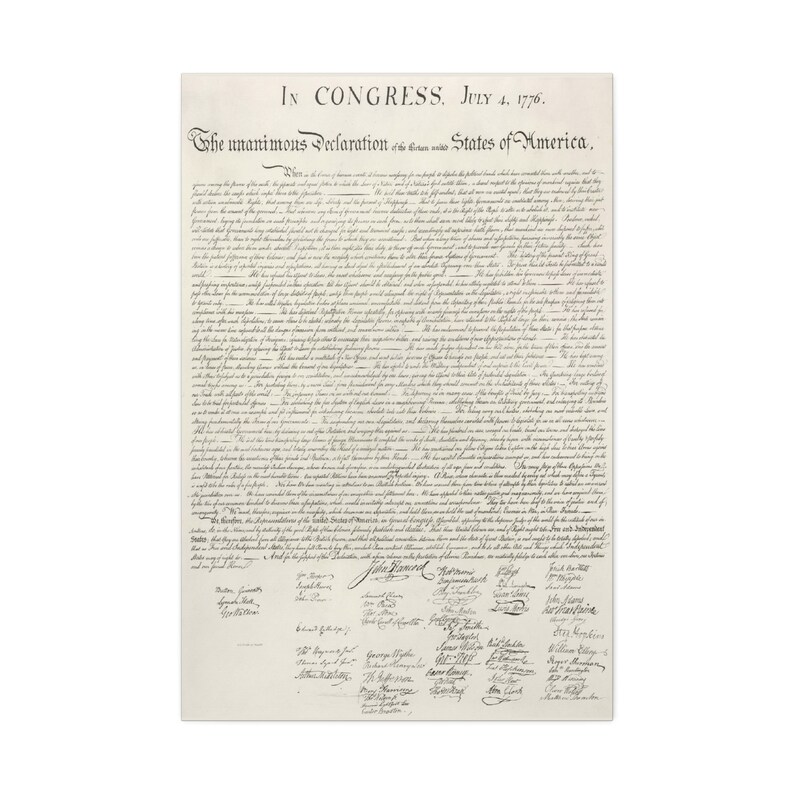 US Declaration of Independence Canvas Stretched, 1.5'' USA Historical ...