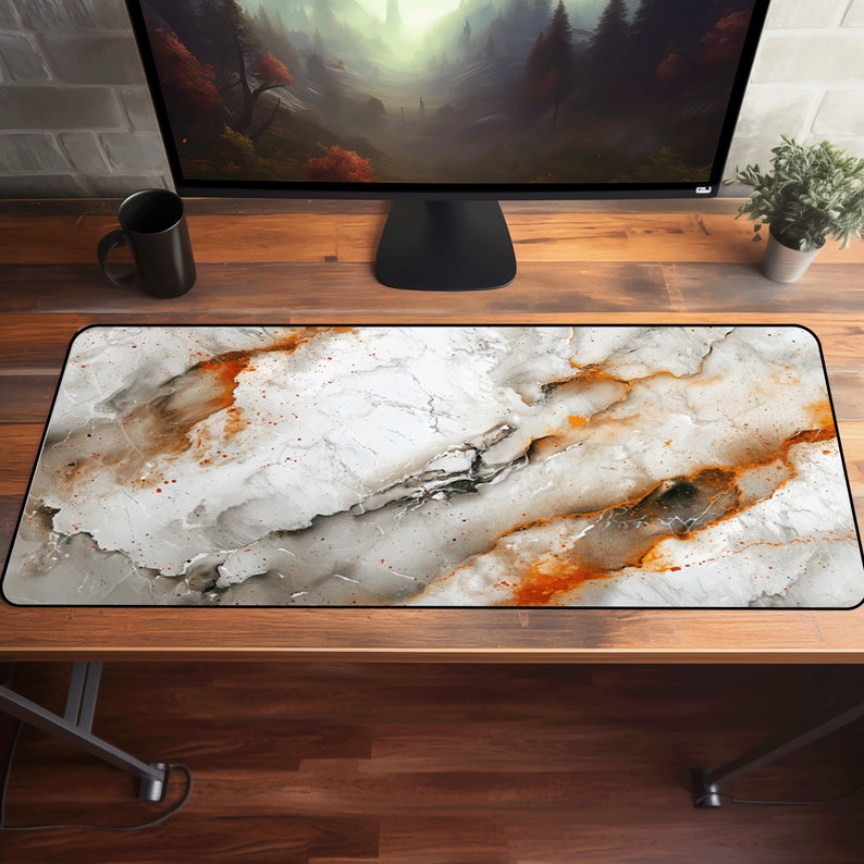 GRANITE MARBLE DESKMAT, Stone Desk Mat, Xl Mousepad, Office Decor ...