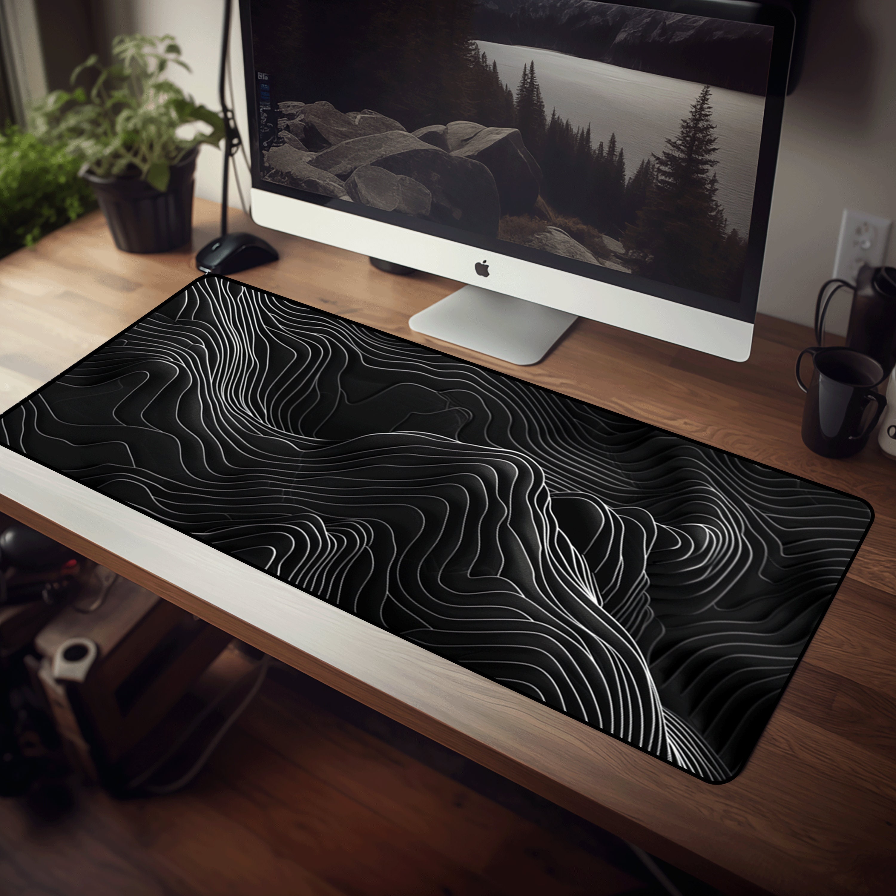 BLACK TOPOGRAPHIC DESKMAT, Dimensional Desk Pad, Gaming Mouse Pad, Xl ...