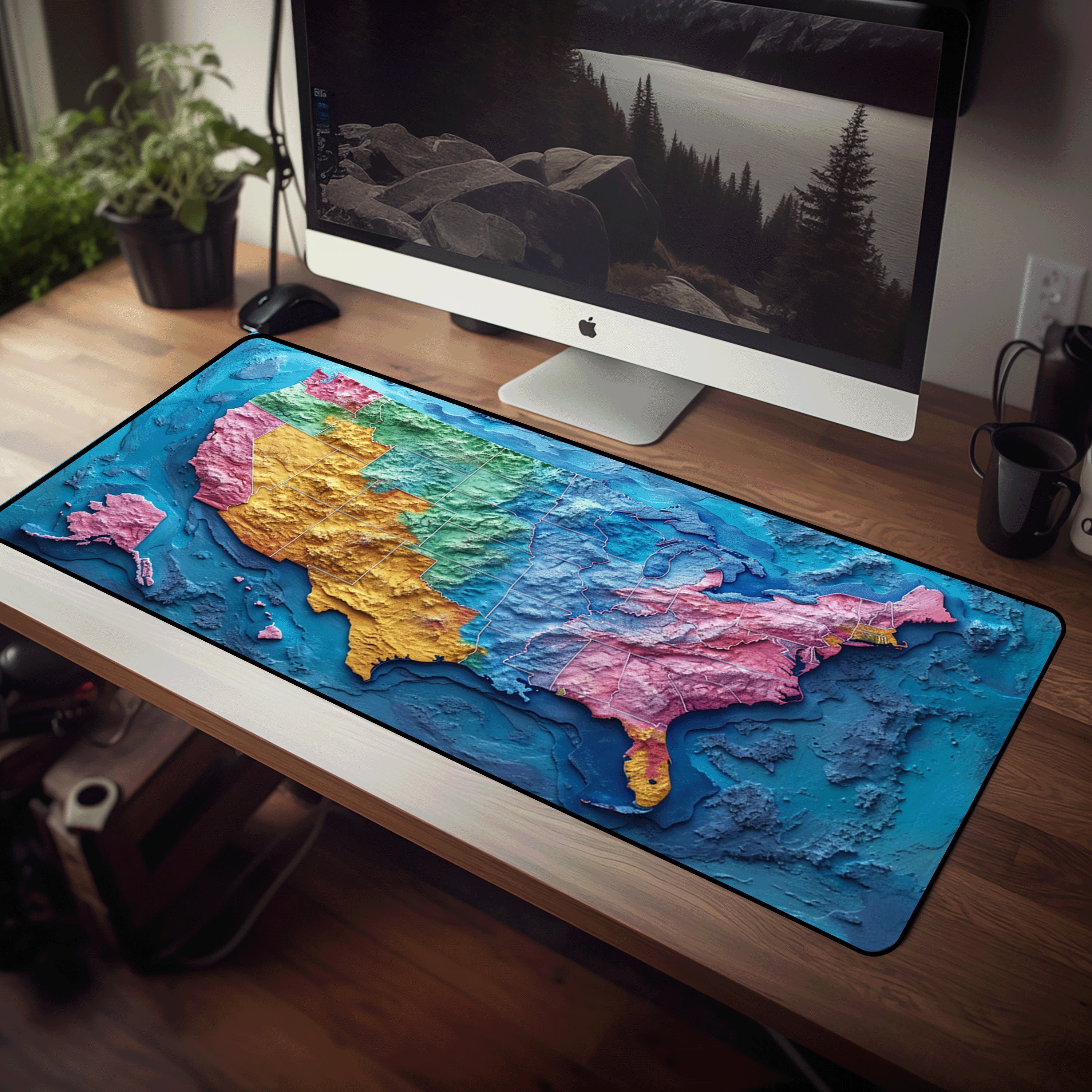 MAP of AMERICA MOUSEPAD Large Desk Mat Unique 3D Map Desk Decor Cute ...