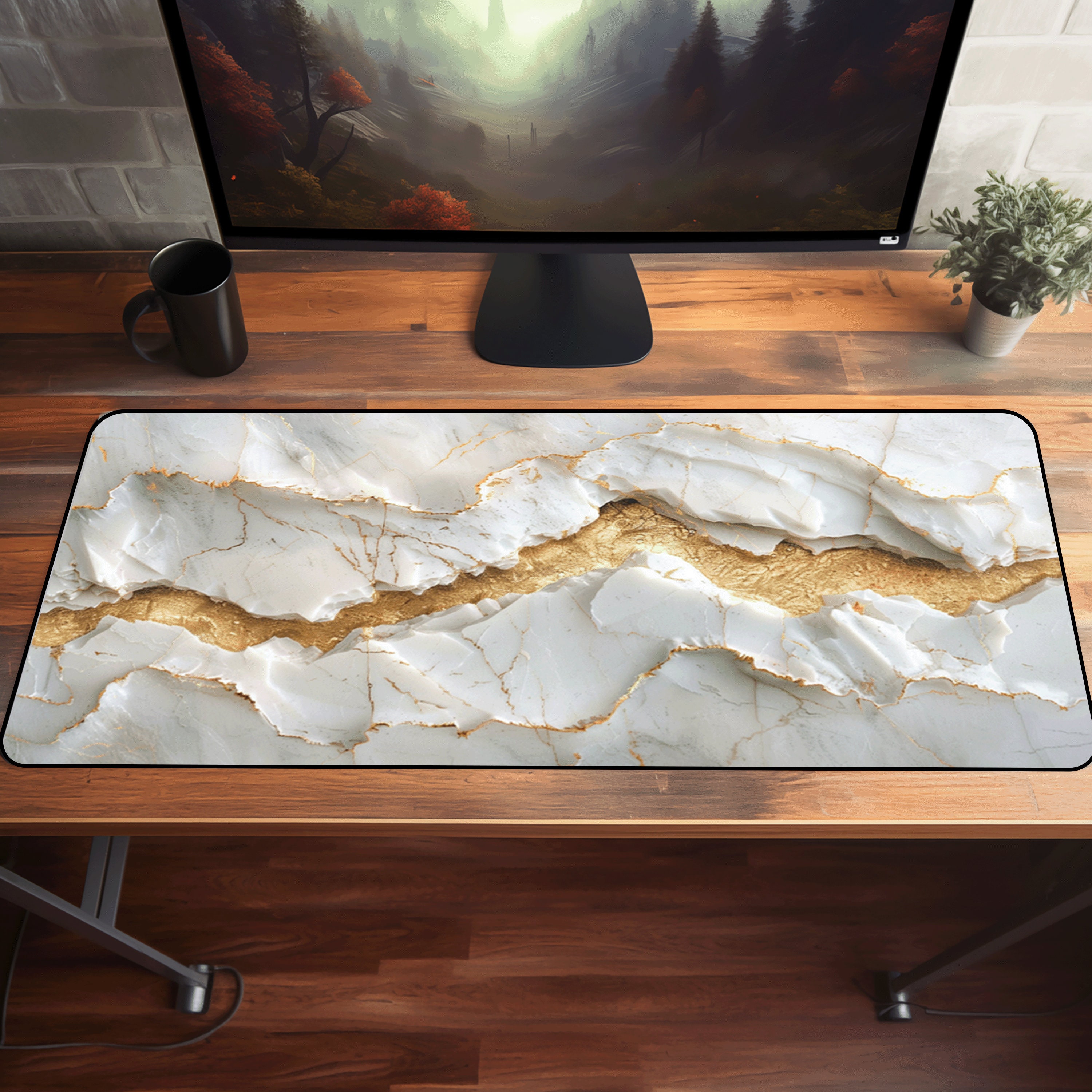 GRANITE MARBLE DESKMAT, Stone Desk Mat, Xl Mousepad, Office Decor ...