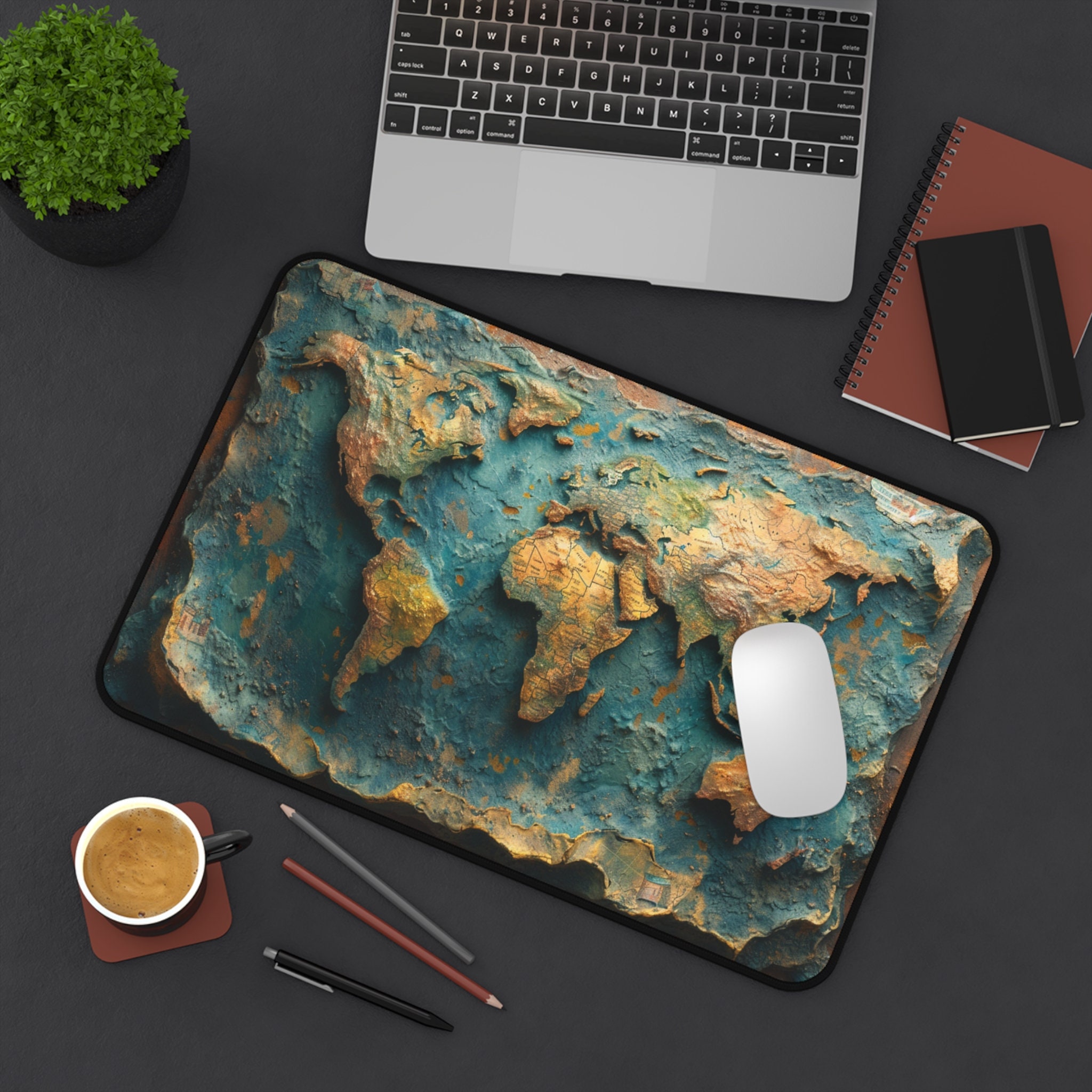 WORLD MAP DESK Mousepad Large Desk Mat Unique 3D Map Desk Decor Cute ...