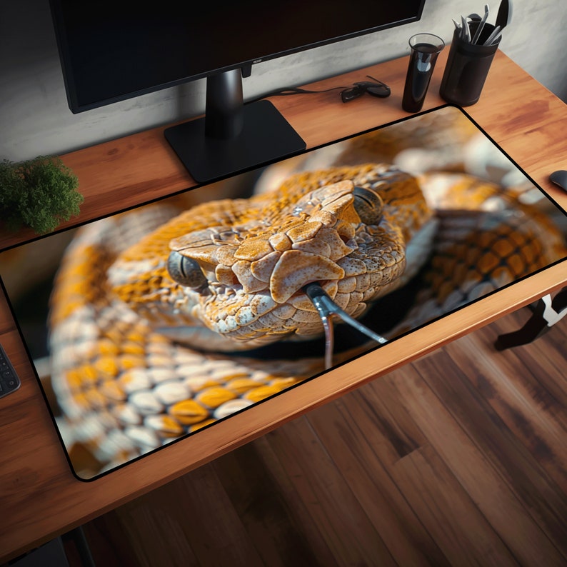 RATTLESNAKE DESK MAT, Snake Animal Mouse Pad, Custom Xl Gamer Gaming ...