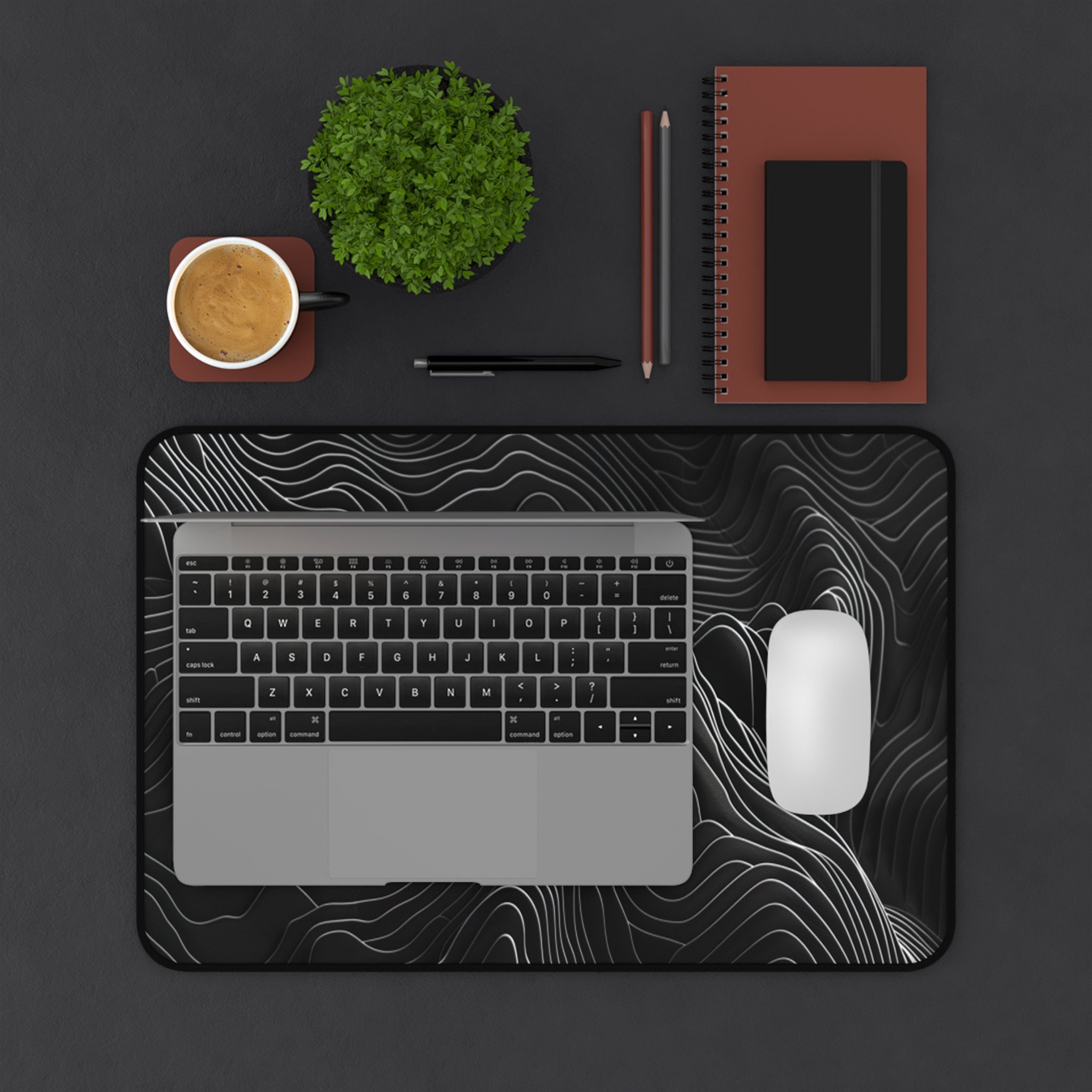 BLACK TOPOGRAPHIC DESKMAT, Dimensional Desk Pad, Gaming Mouse Pad, Xl ...