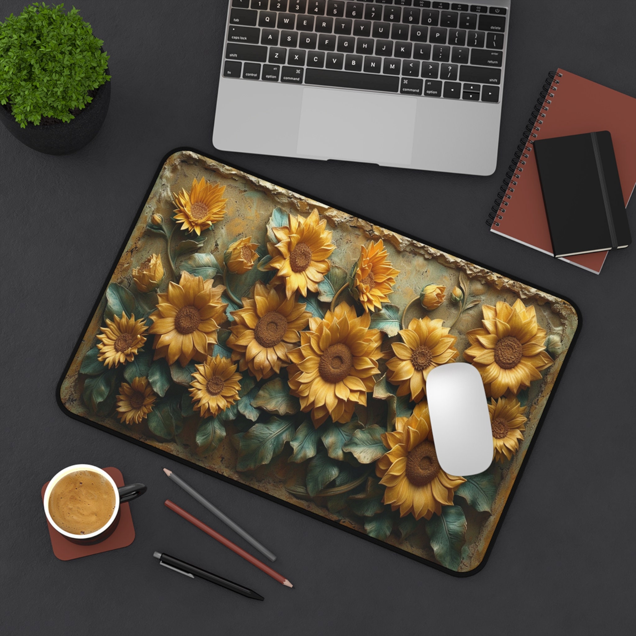 SUNFLOWER DESK MAT Cute Mouse Pad Large Mousepad Anime Desk Mat ...