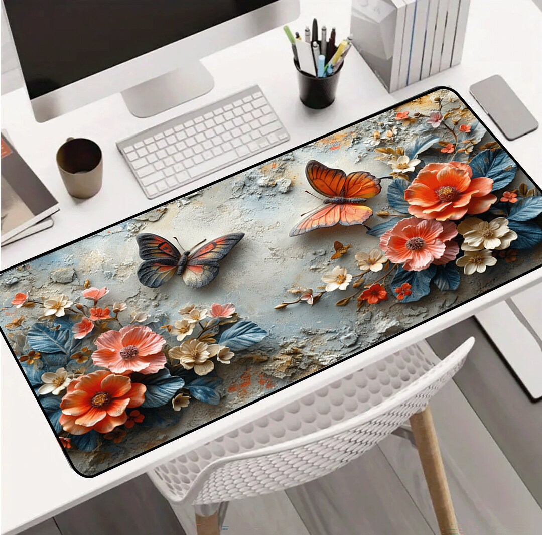 NOUVEAU ART BOTANICAL Desk Mat, Cute Home or Office Decor Mouse Pad ...