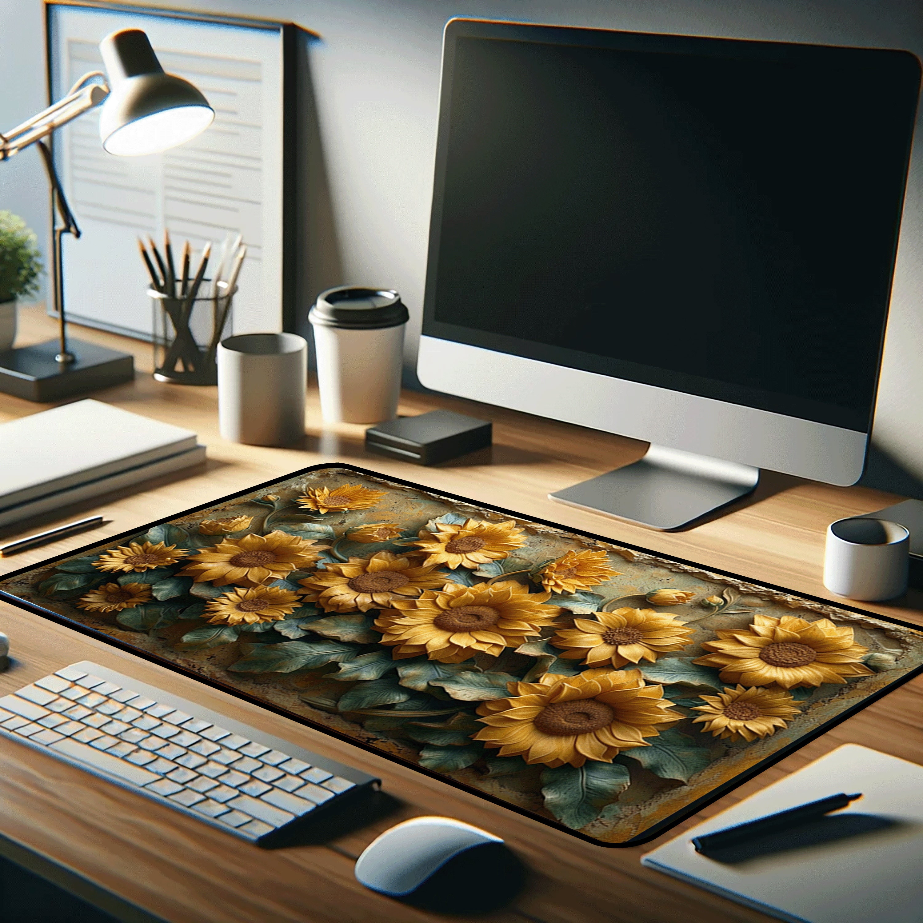 SUNFLOWER DESK MAT Cute Mouse Pad Large Mousepad Anime Desk Mat ...