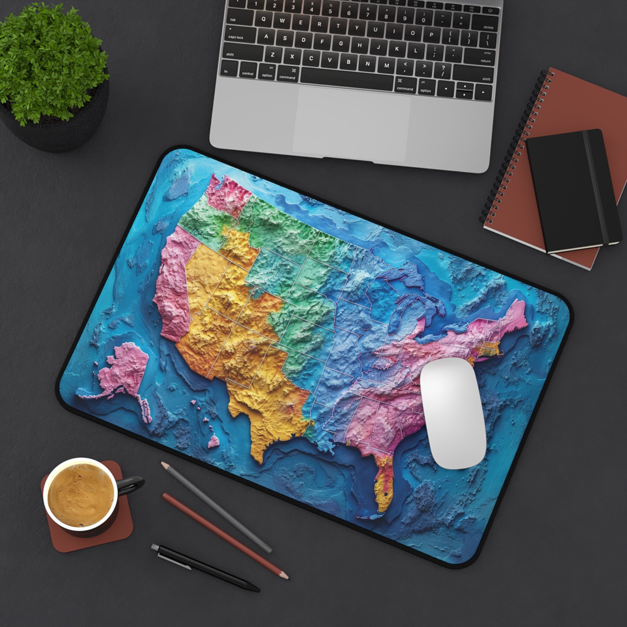 MAP of AMERICA MOUSEPAD Large Desk Mat Unique 3D Map Desk Decor Cute ...