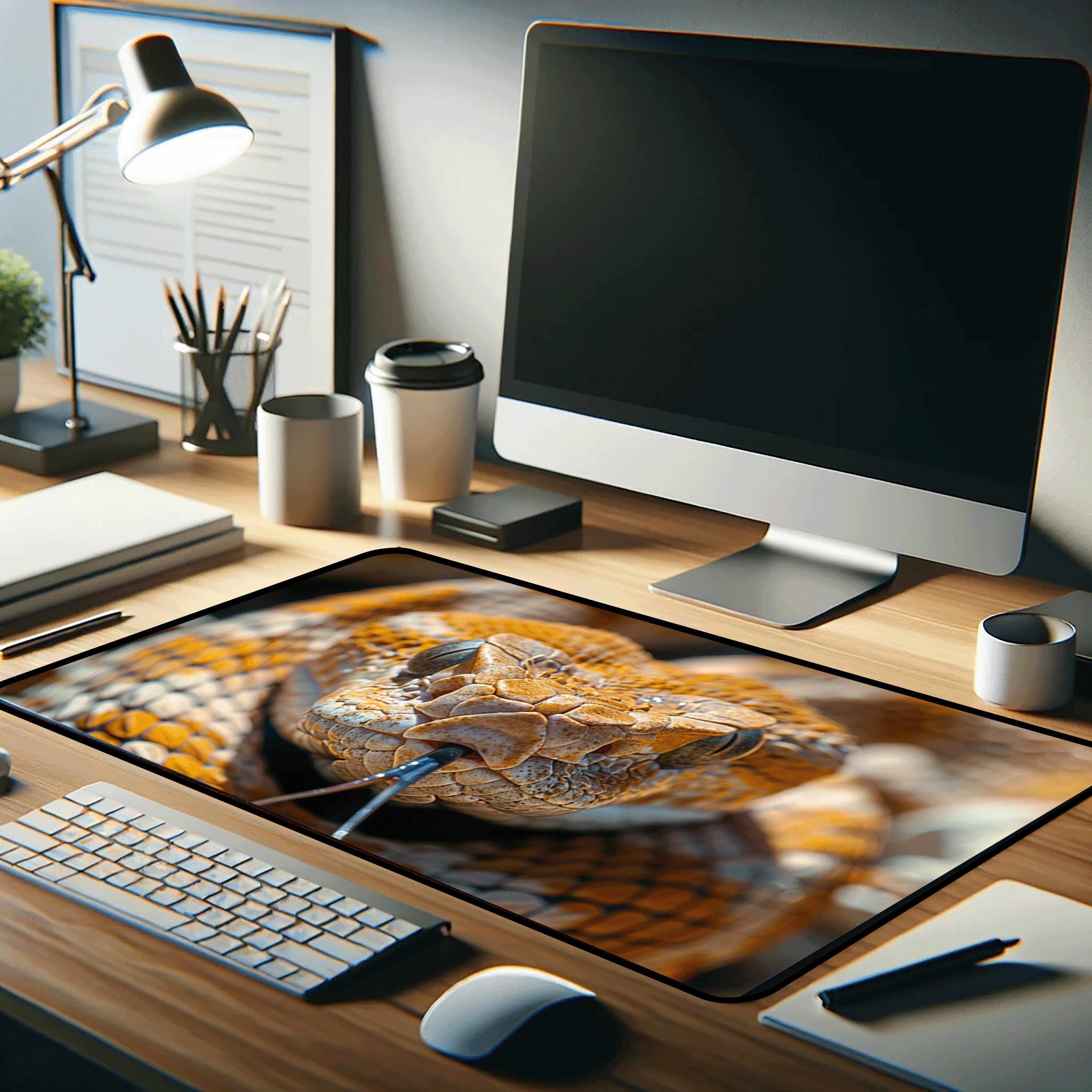 RATTLESNAKE DESK MAT, Snake Animal Mouse Pad, Custom Xl Gamer Gaming ...