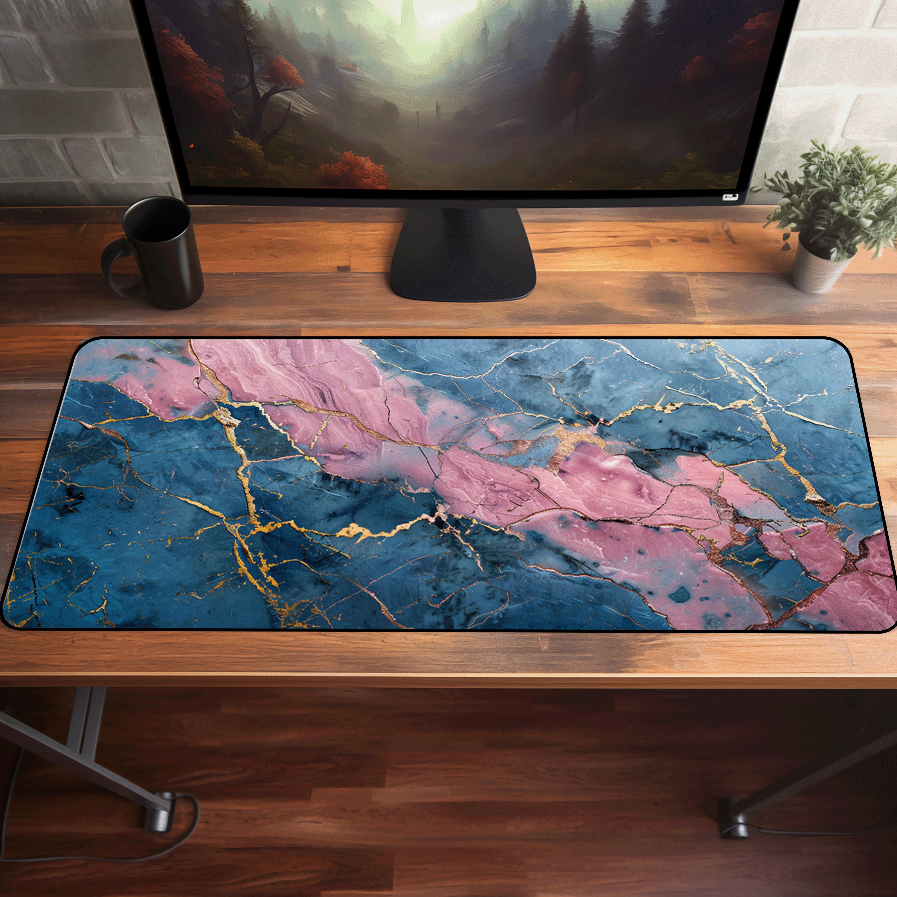 MARBLE GRANITE DESKMAT, Elegant Deskmat, Xl Mousepad, Office Decor, Gaming Desktop Mouse Pad ...