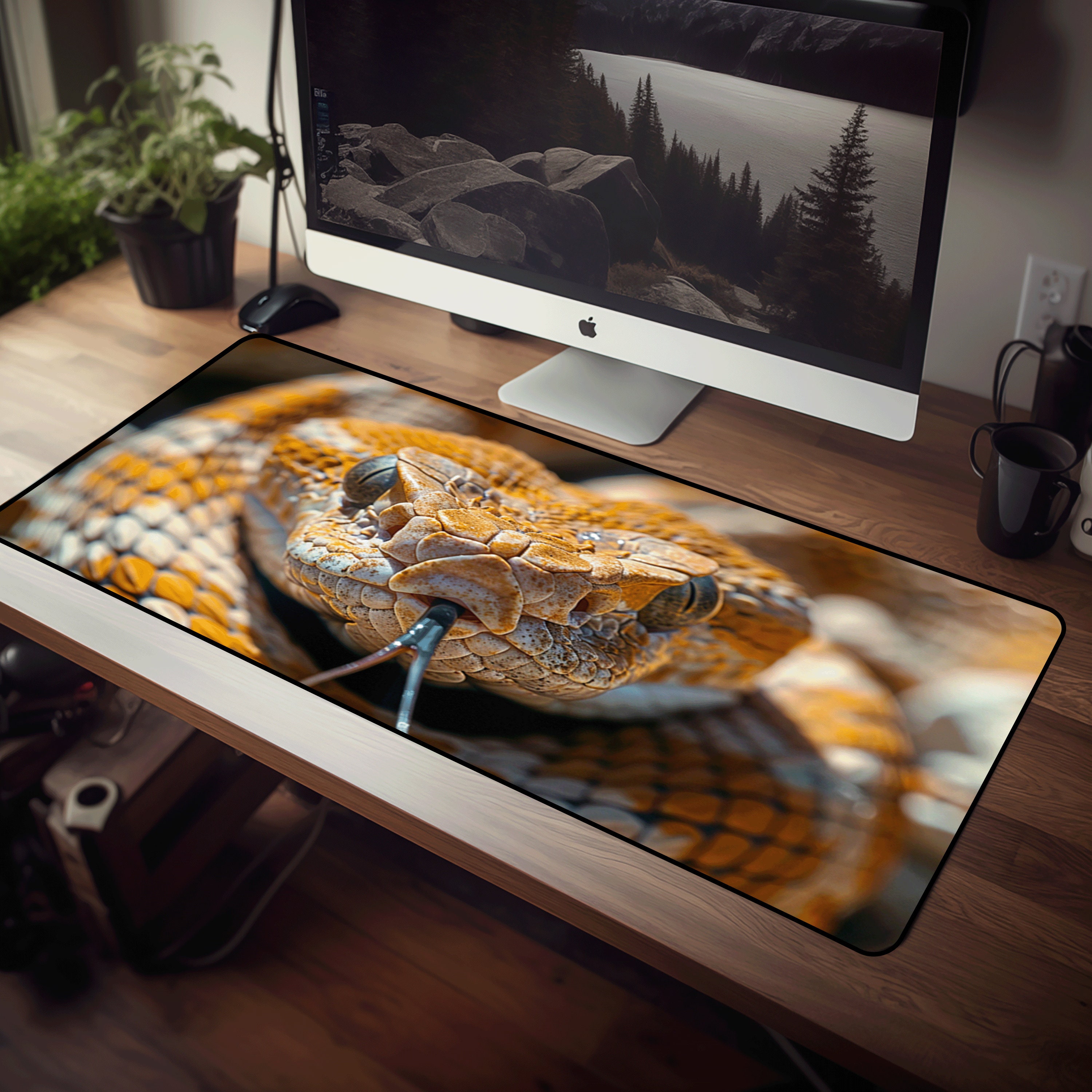 RATTLESNAKE DESK MAT, Snake Animal Mouse Pad, Custom Xl Gamer Gaming ...