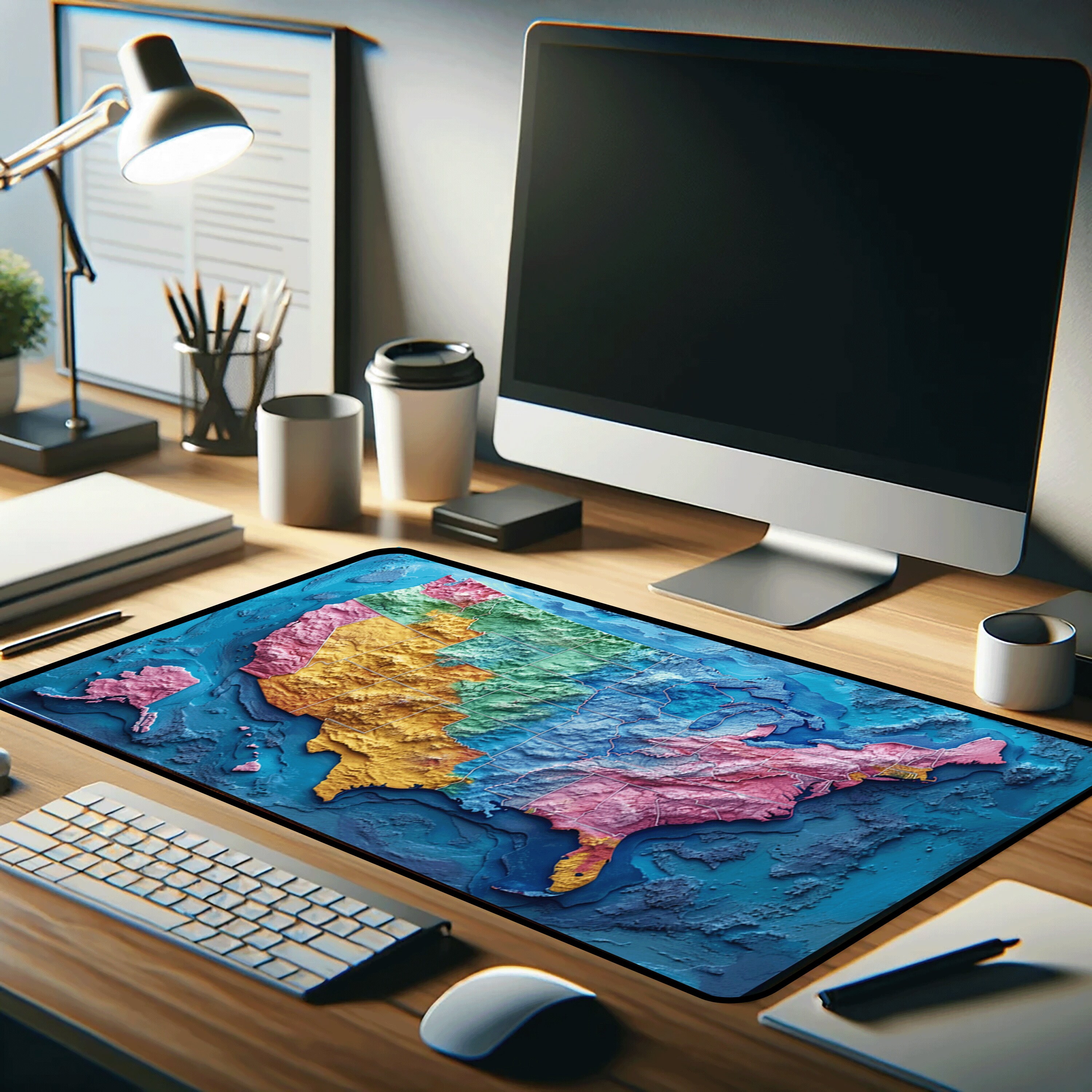 MAP of AMERICA MOUSEPAD Large Desk Mat Unique 3D Map Desk Decor Cute ...