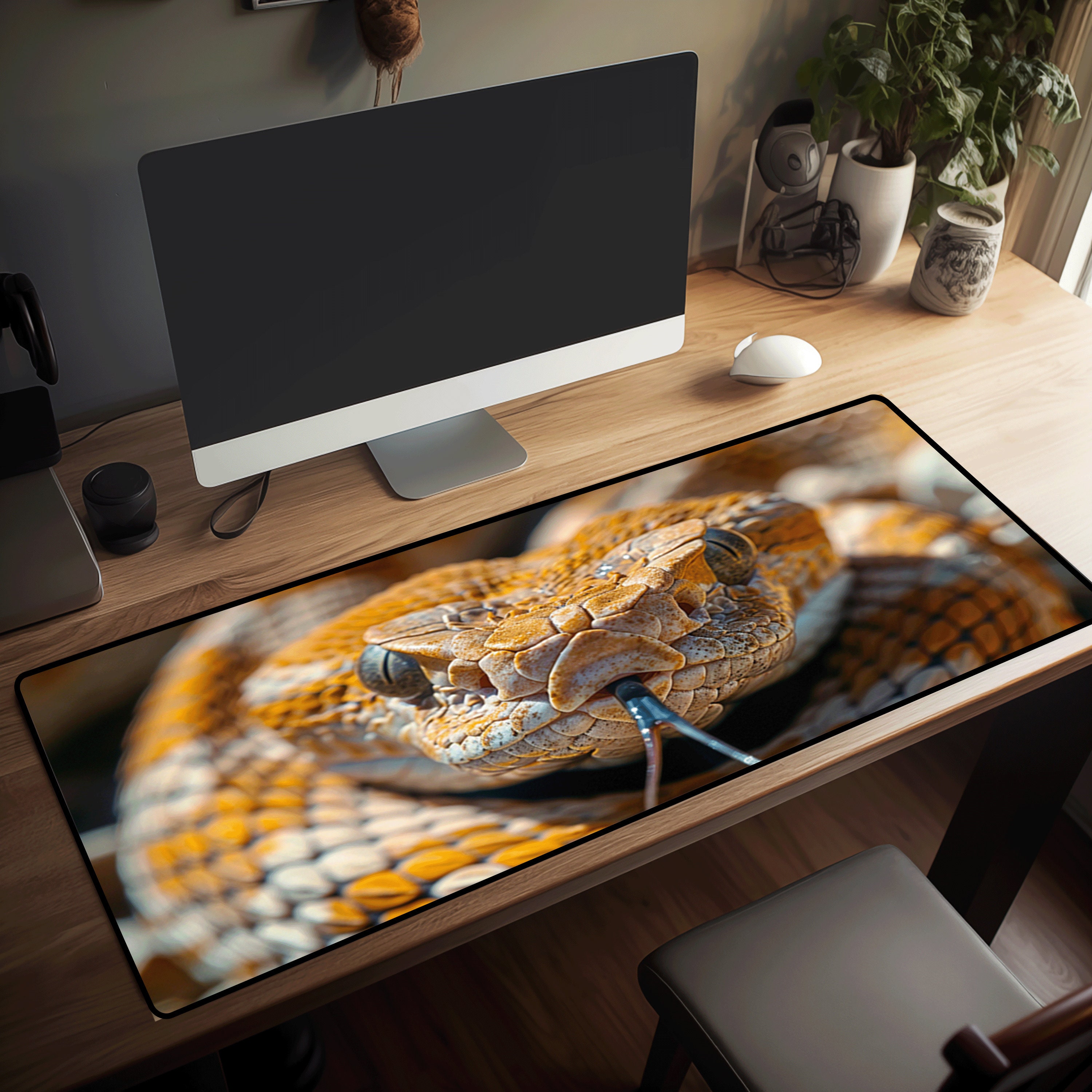 RATTLESNAKE DESK MAT, Snake Animal Mouse Pad, Custom Xl Gamer Gaming ...