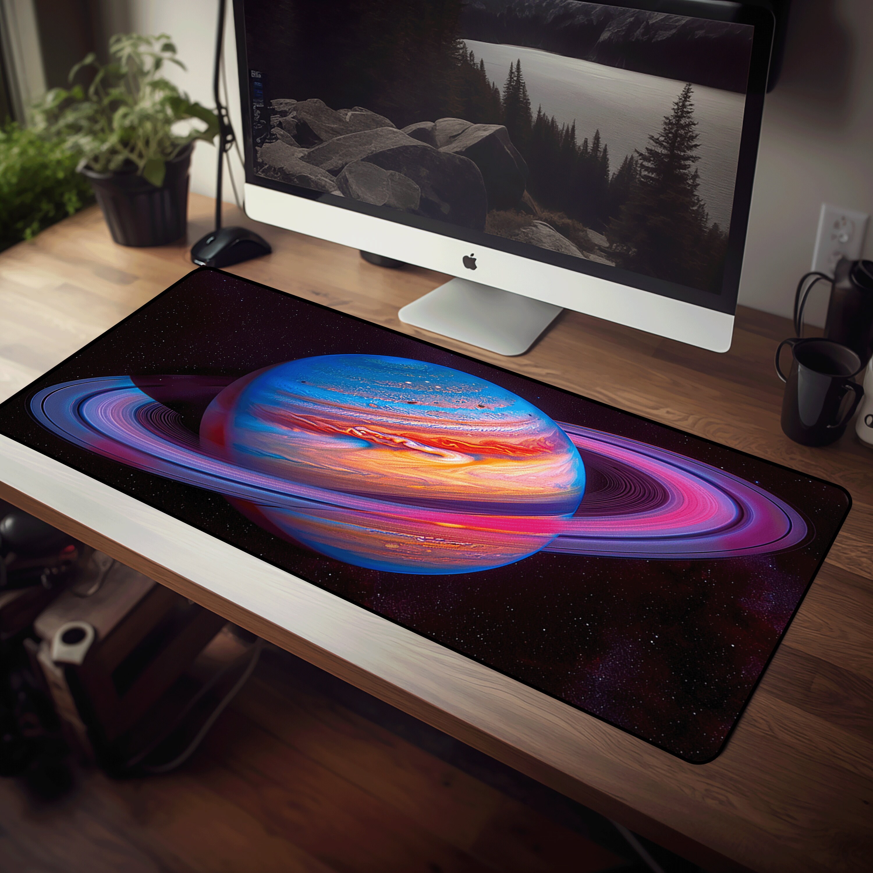 PLANET SATURN SPACE Deskmat , Cute Desk Mat, Aesthetic Space Mousepad ...