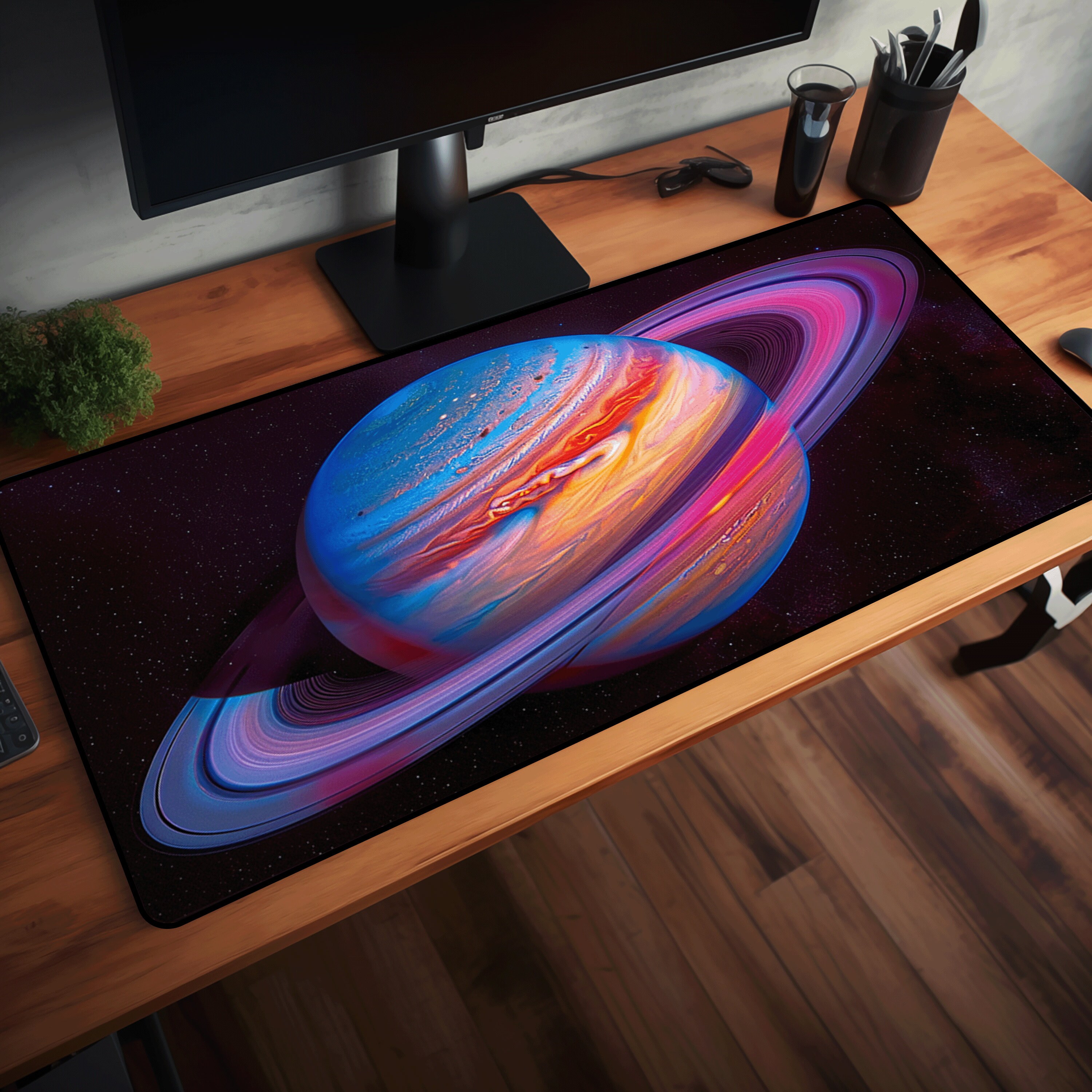 PLANET SATURN SPACE Deskmat , Cute Desk Mat, Aesthetic Space Mousepad ...
