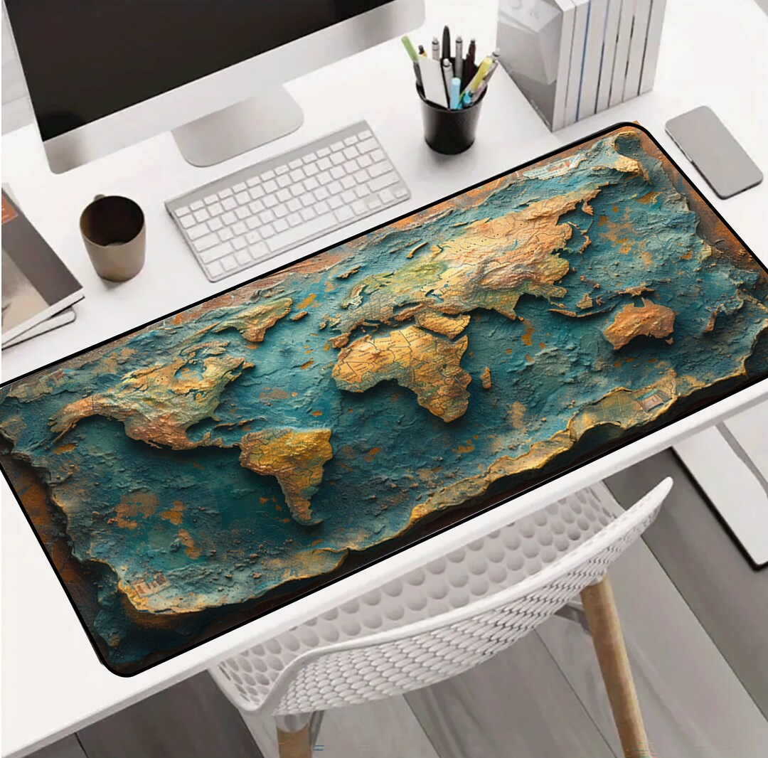 WORLD MAP DESK Mousepad Large Desk Mat Unique 3D Map Desk Decor Cute ...