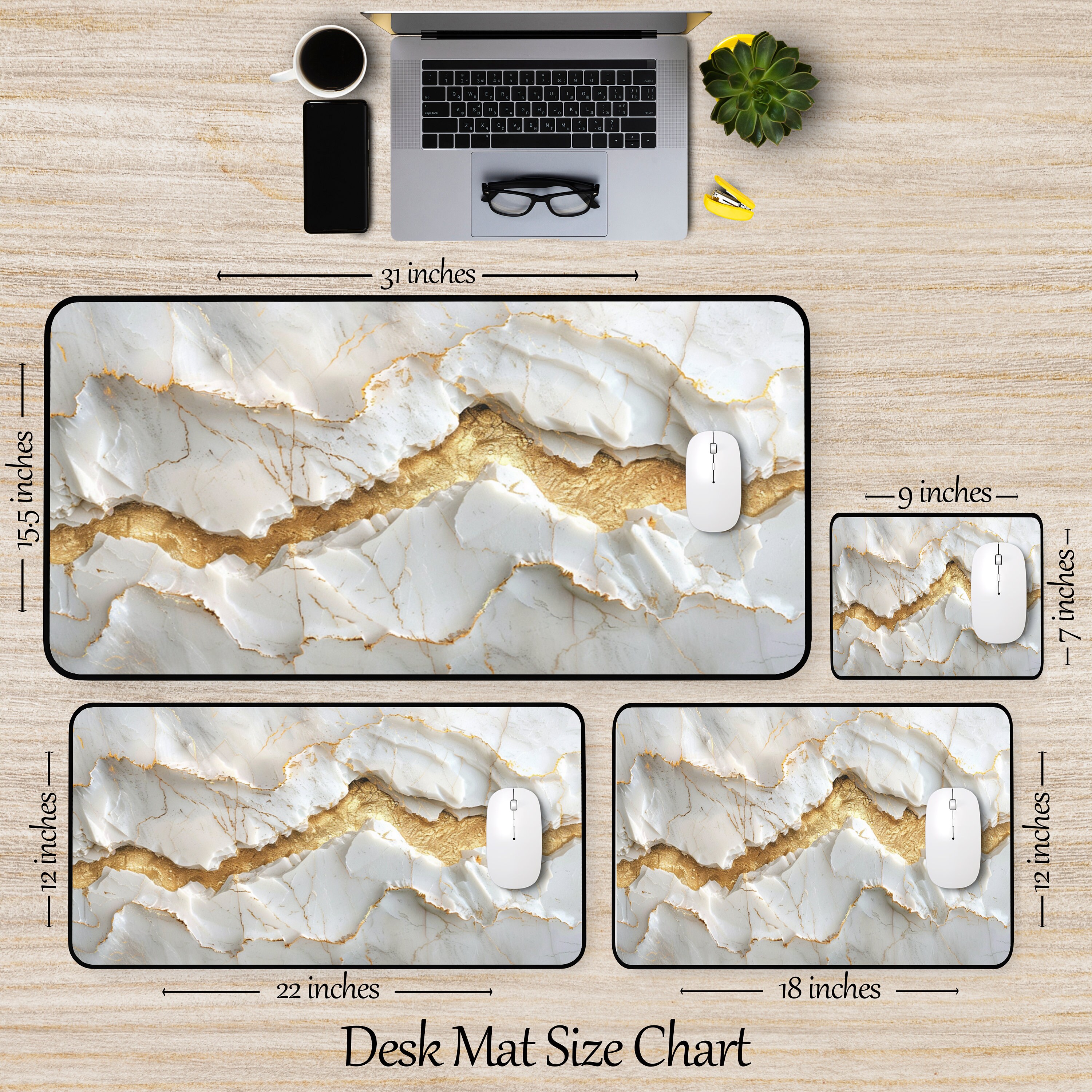 GRANITE MARBLE DESKMAT, Stone Desk Mat, Xl Mousepad, Office Decor ...