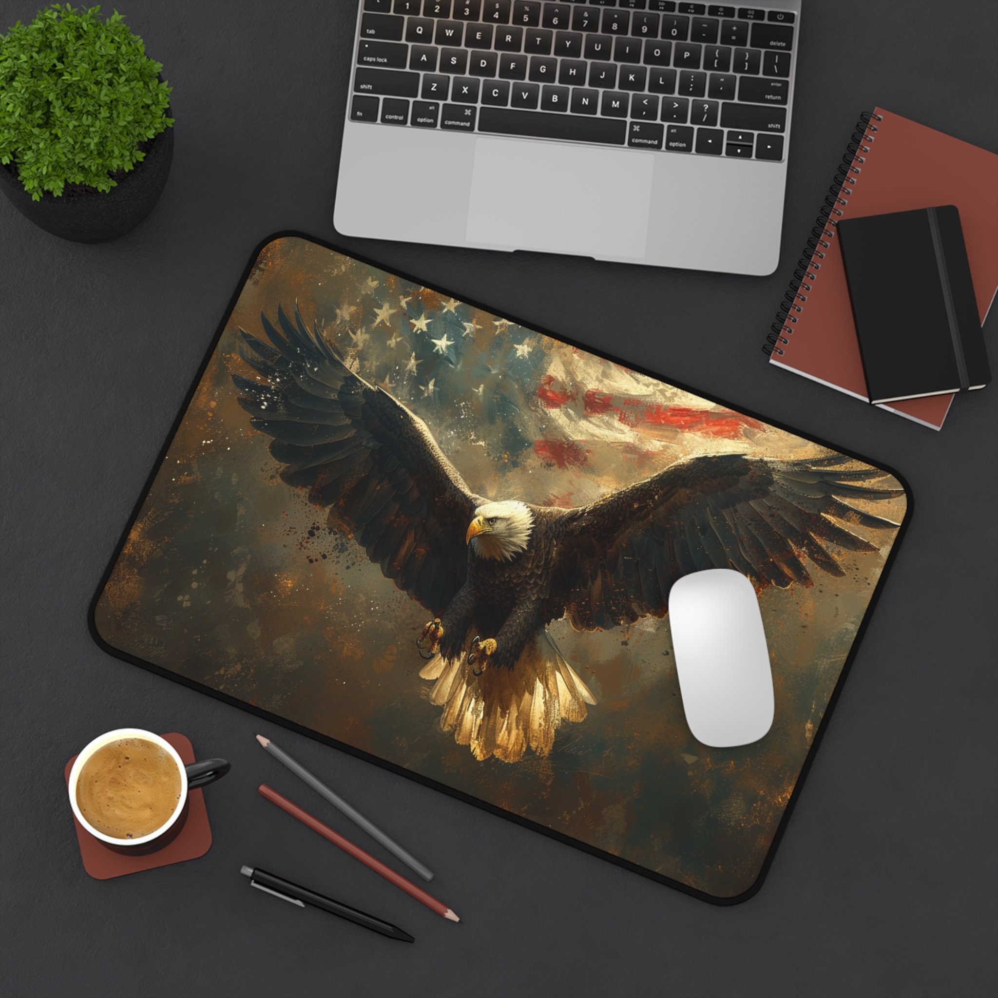 AMERICAN FLAG DESKMAT, Extended 3D Gaming Desk Mat, Keyboard Laptop ...