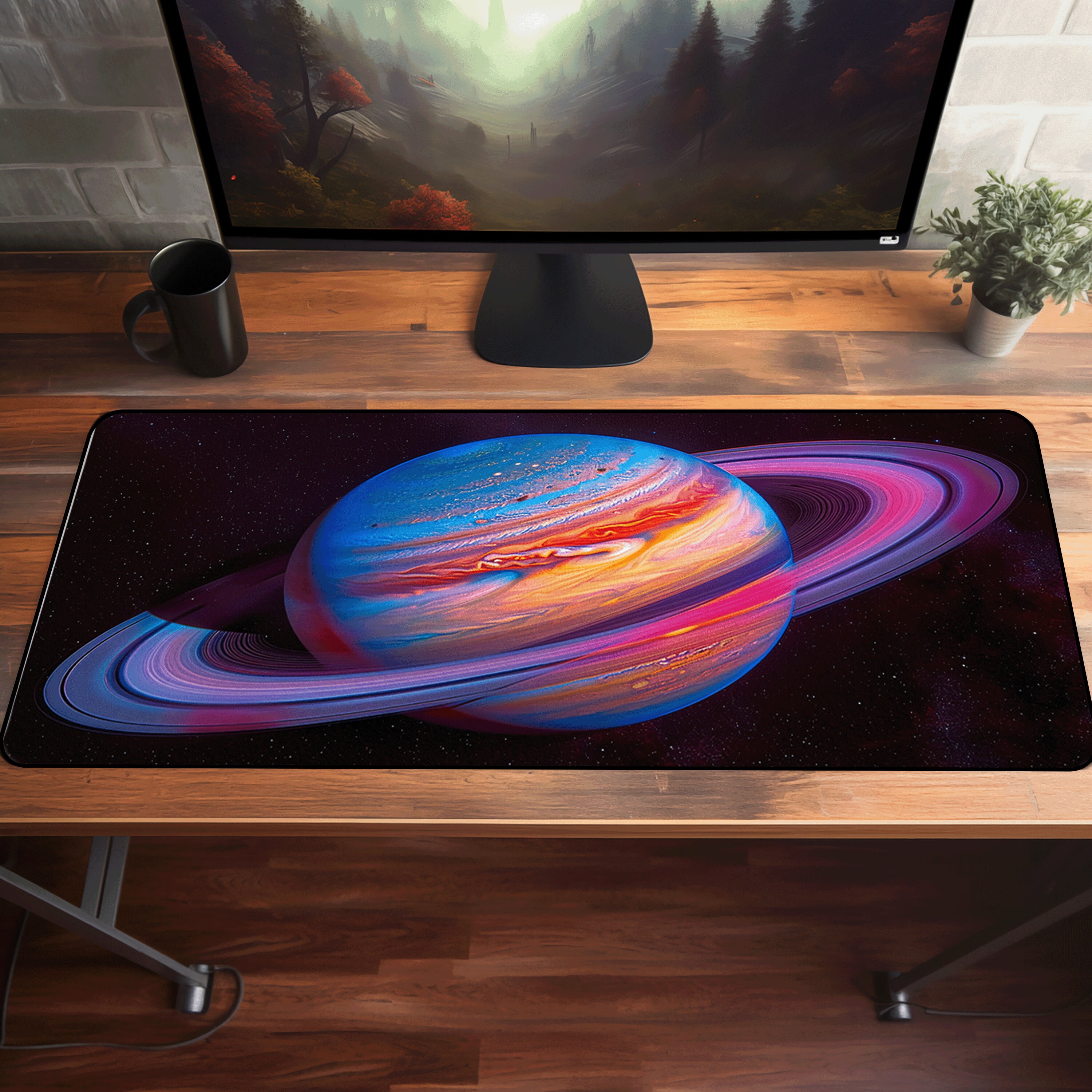 PLANET SATURN SPACE Deskmat , Cute Desk Mat, Aesthetic Space Mousepad ...