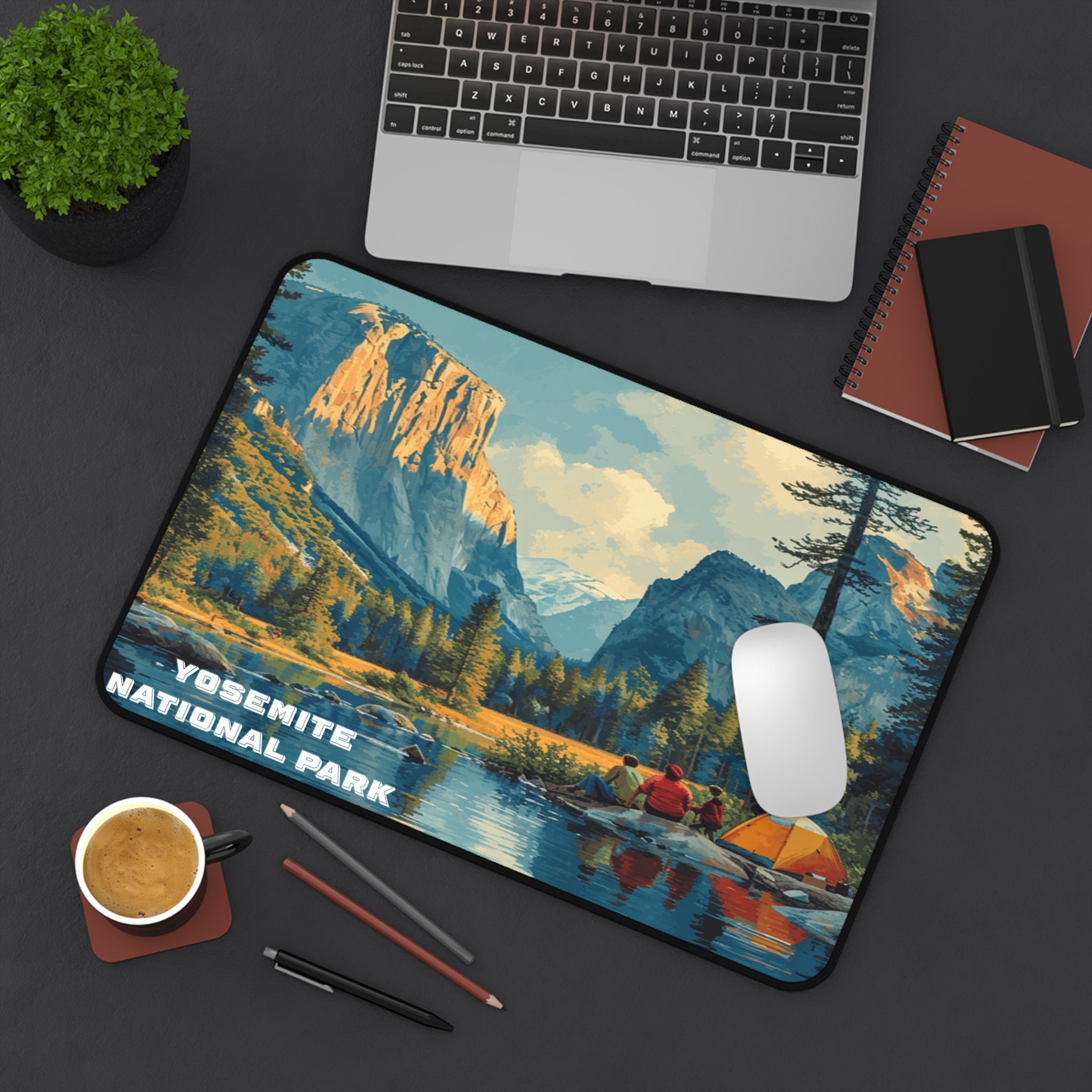 YOSEMITE CAMPING Desk Mat, Nature Gaming Mouse Pad, Cute Large Desk Mat, Boho Computer Desktop ...