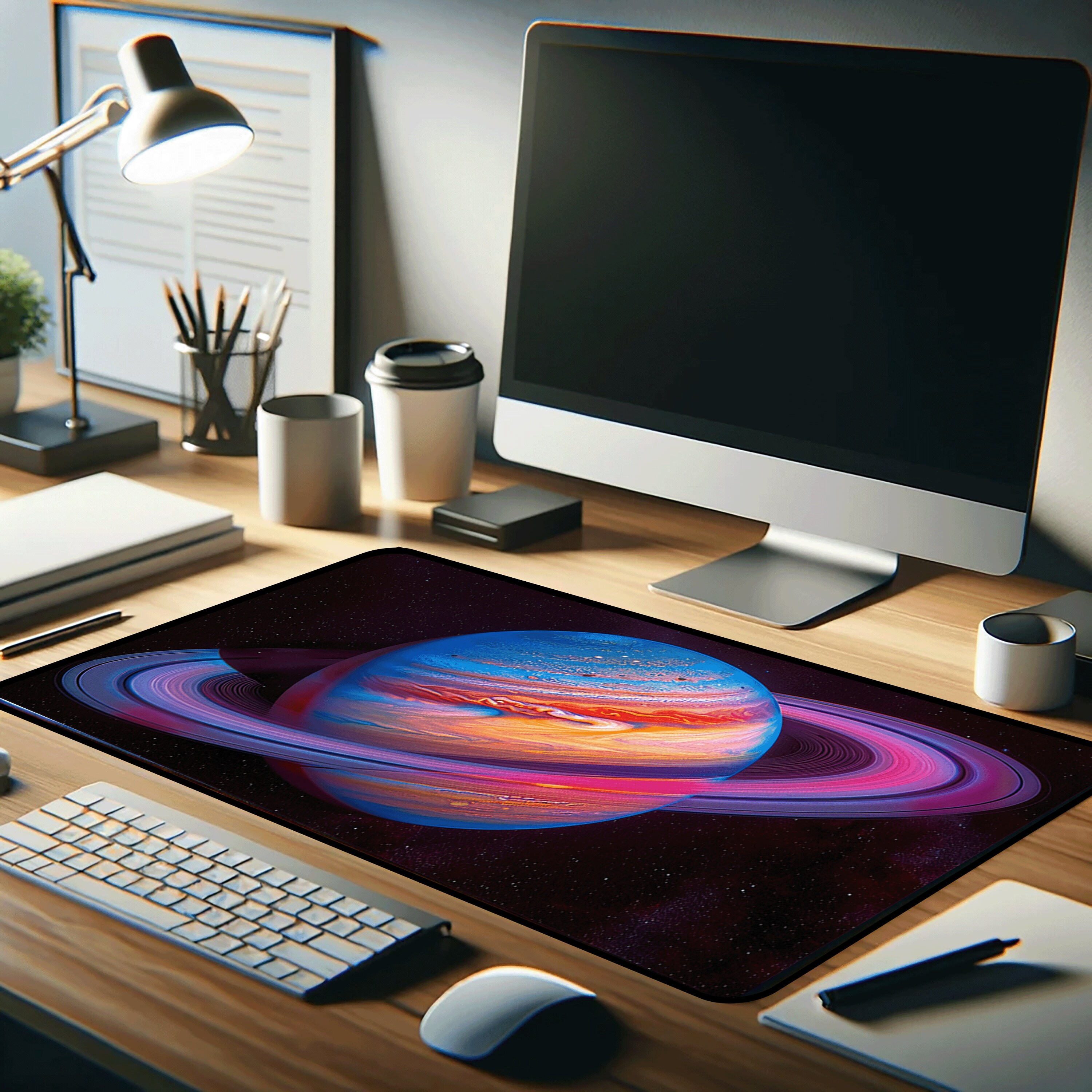 PLANET SATURN SPACE Deskmat , Cute Desk Mat, Aesthetic Space Mousepad ...